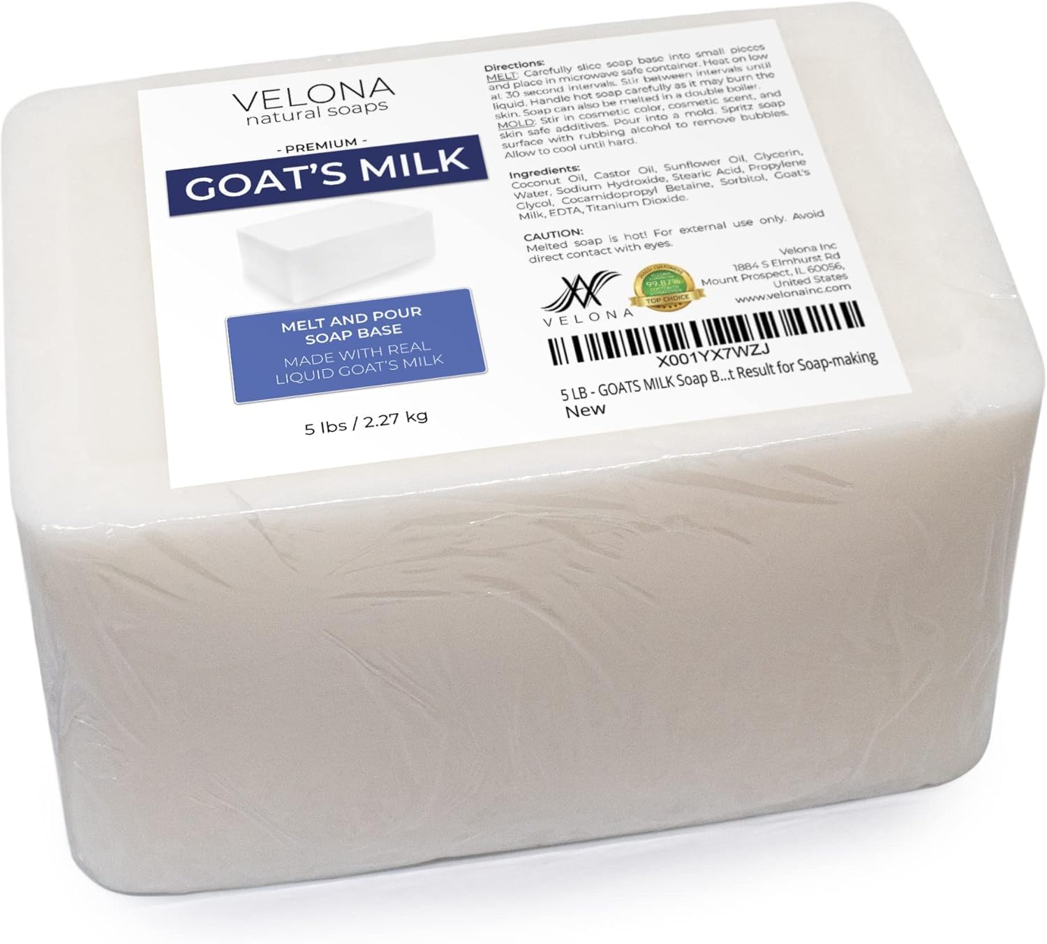 velona 5 LB - GOATS MILK Soap Base SLS/SLES free | Melt and Pour | Natural Bars For The Best Result for Soap-making