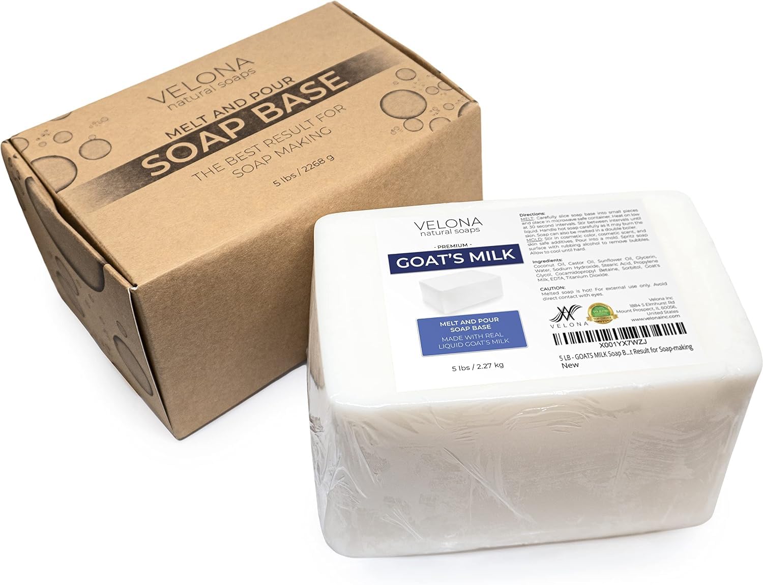 velona 5 LB - GOATS MILK Soap Base SLS/SLES free | Melt and Pour | Natural Bars For The Best Result for Soap-making
