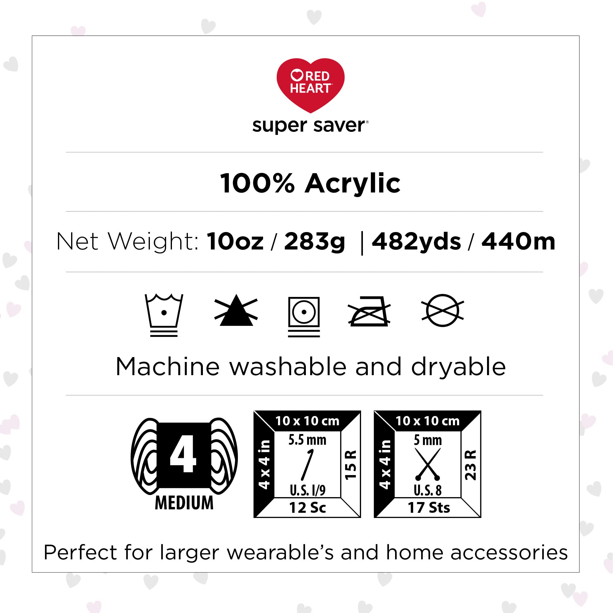 Red Heart Super Saver Jumbo Icelandic Yarn - 2 Pack of 283g/10oz - Acrylic - 4 Medium (Worsted) - 482 Yards - Knitting/Crochet
