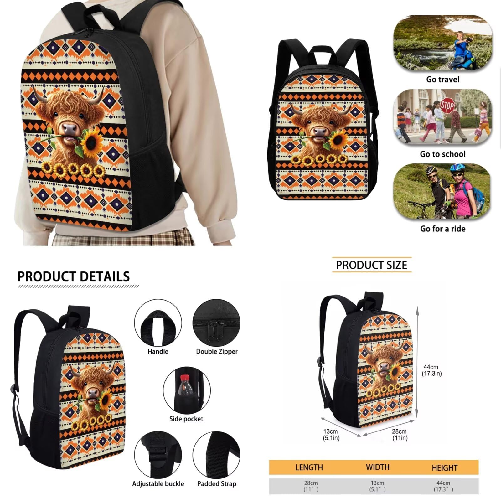 GLENLCWE Pink Leopard Print Stylish Girls Backpack School Daypack with Lunch Box Pencil Case Lightweight for School Travel Picnic