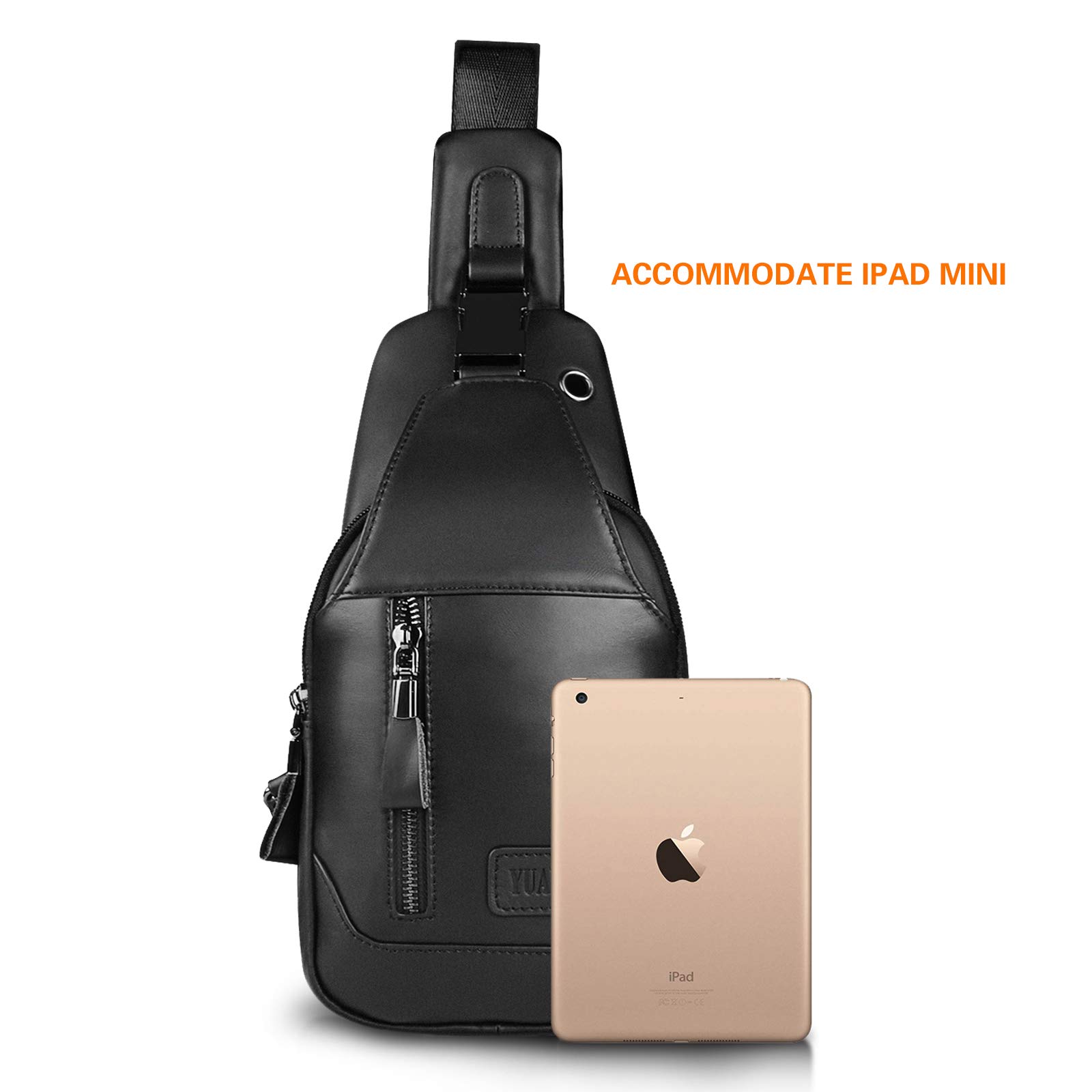 Leather Sling Bag Purse Chest Shoulder Backpack,Crossbody Bags for Men Outdoors