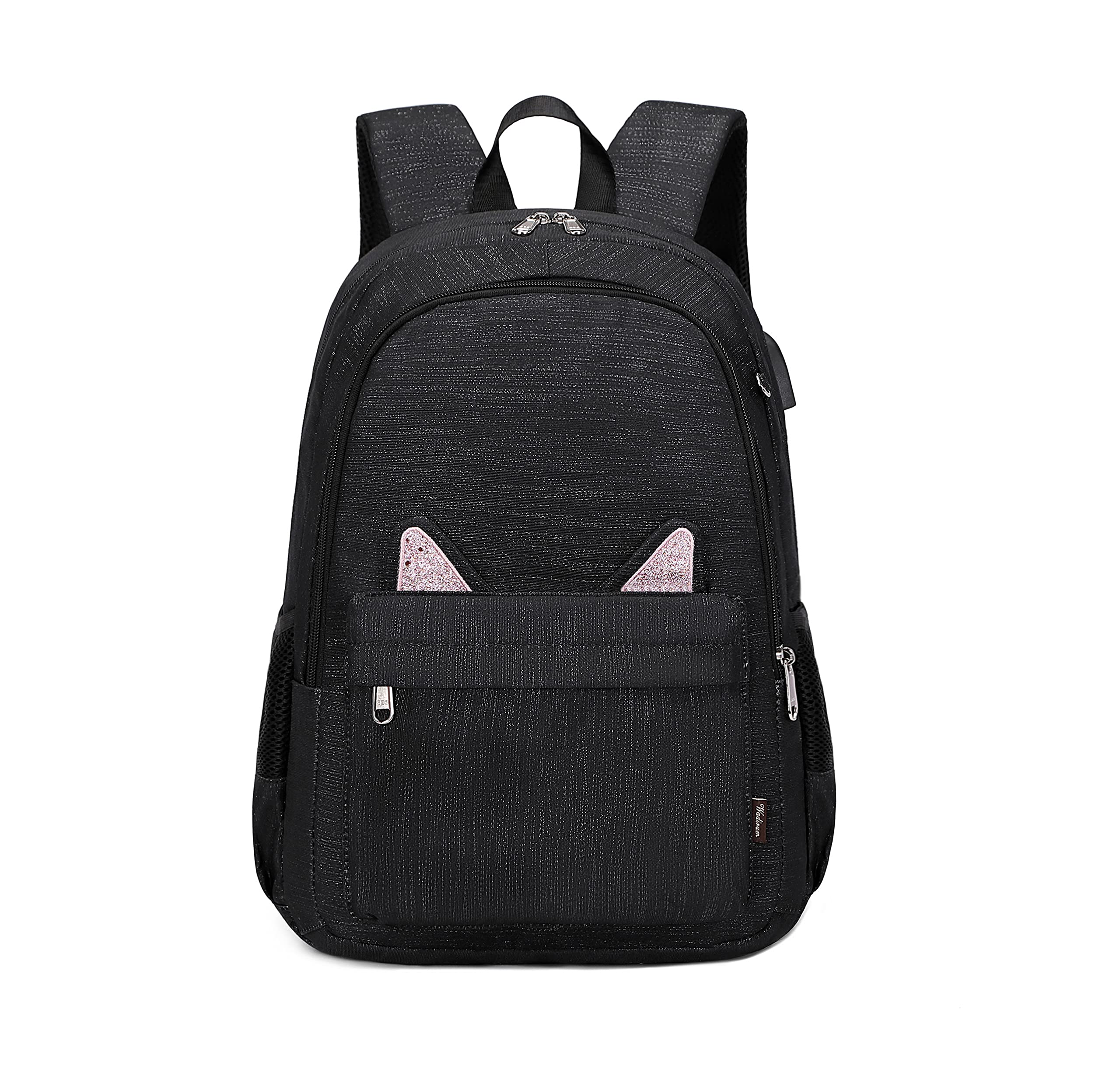 Wadirum Cute Backpack for Girls Fashion Laptop Bag Fit for 15.6 Inches Notebook Black