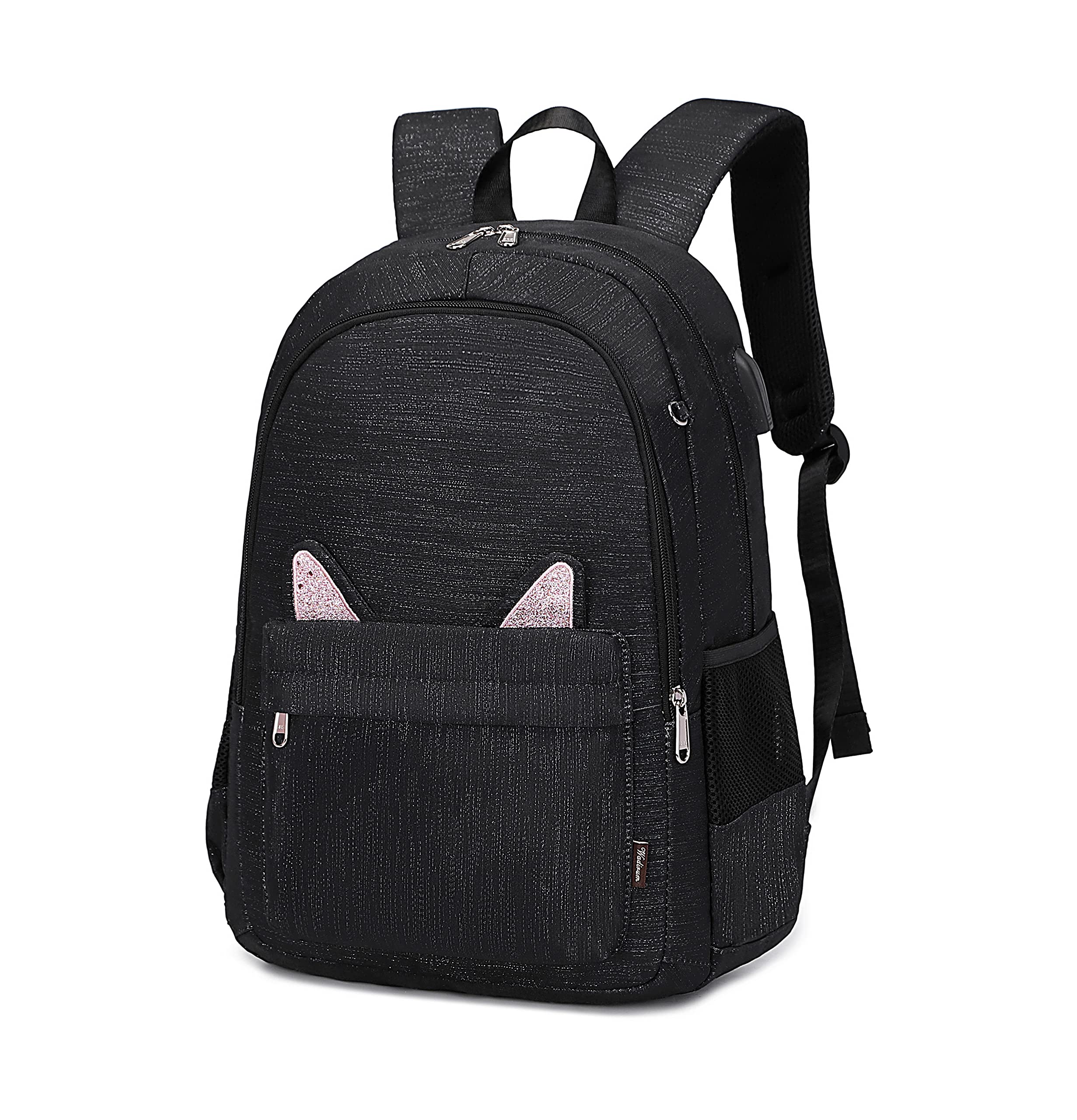 Wadirum Cute Backpack for Girls Fashion Laptop Bag Fit for 15.6 Inches Notebook Black