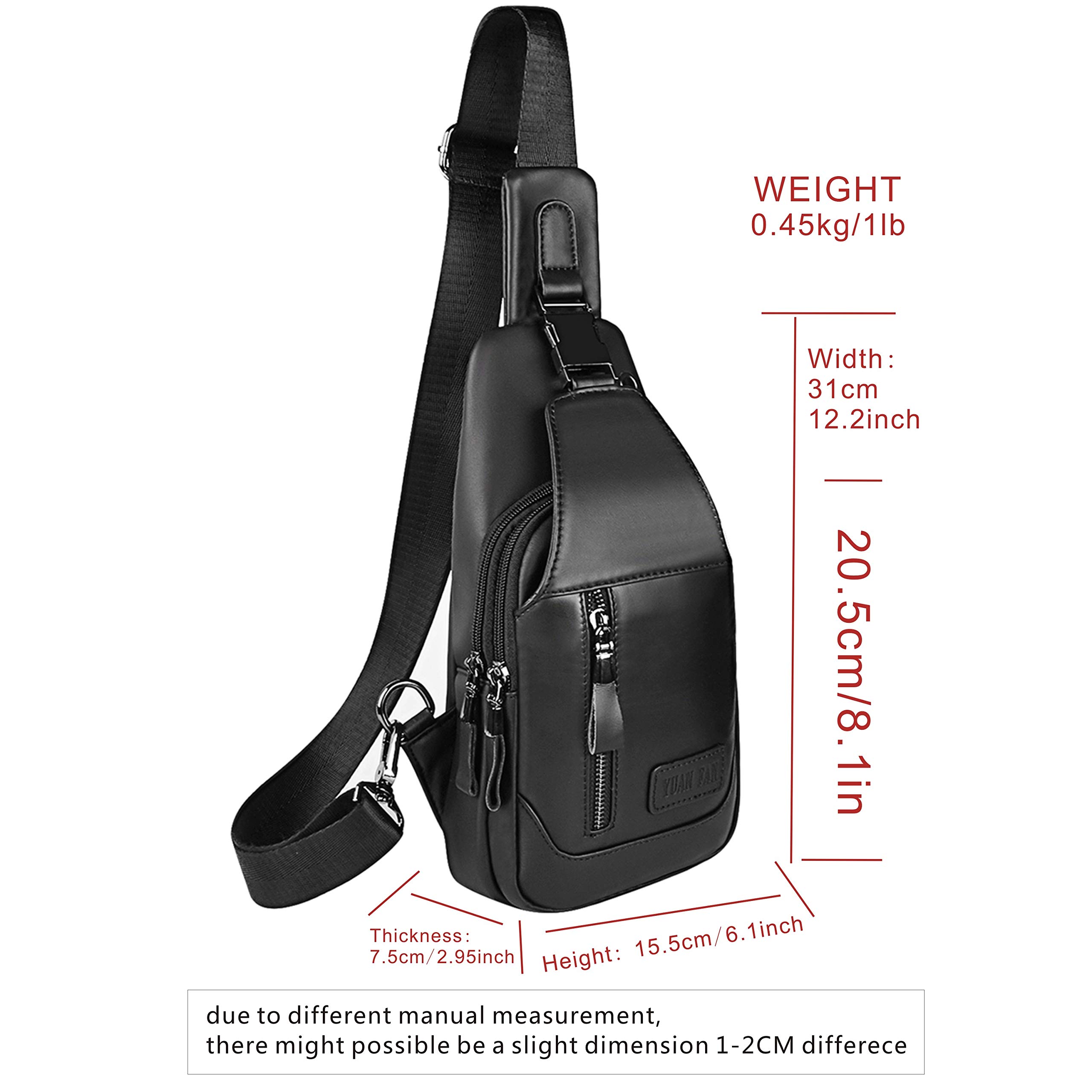 Leather Sling Bag Purse Chest Shoulder Backpack,Crossbody Bags for Men Outdoors