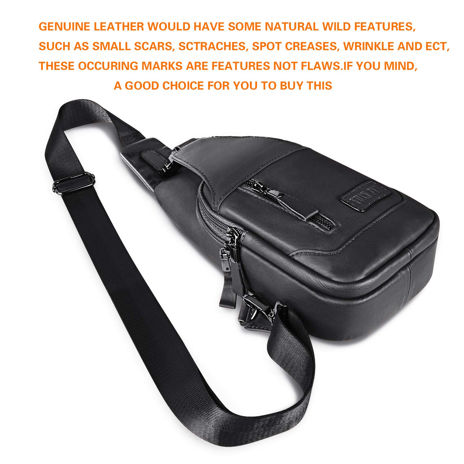 Leather Sling Bag Purse Chest Shoulder Backpack,Crossbody Bags for Men Outdoors