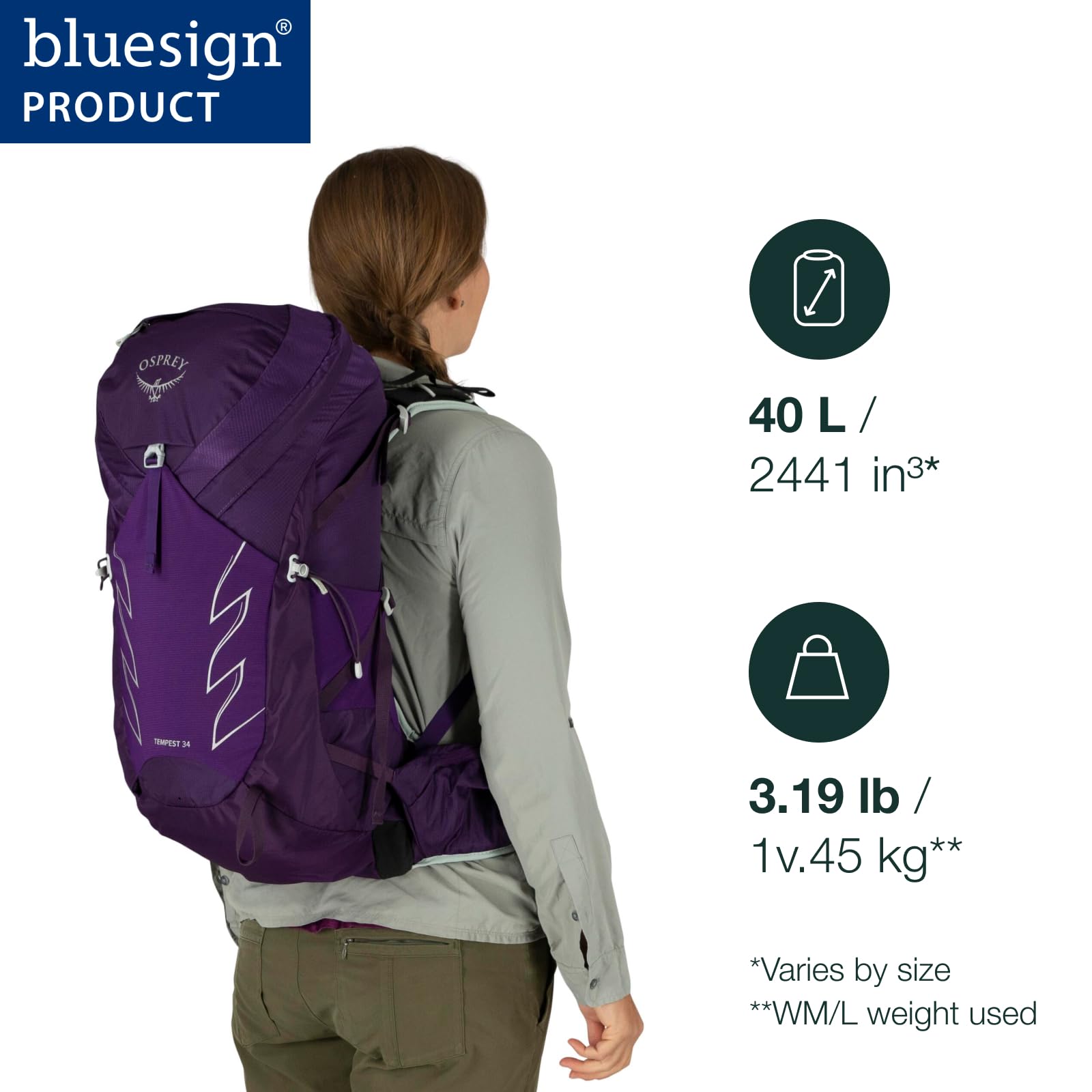 Osprey Tempest 40 Women's Hiking Backpack, Violac Purple, WM/L