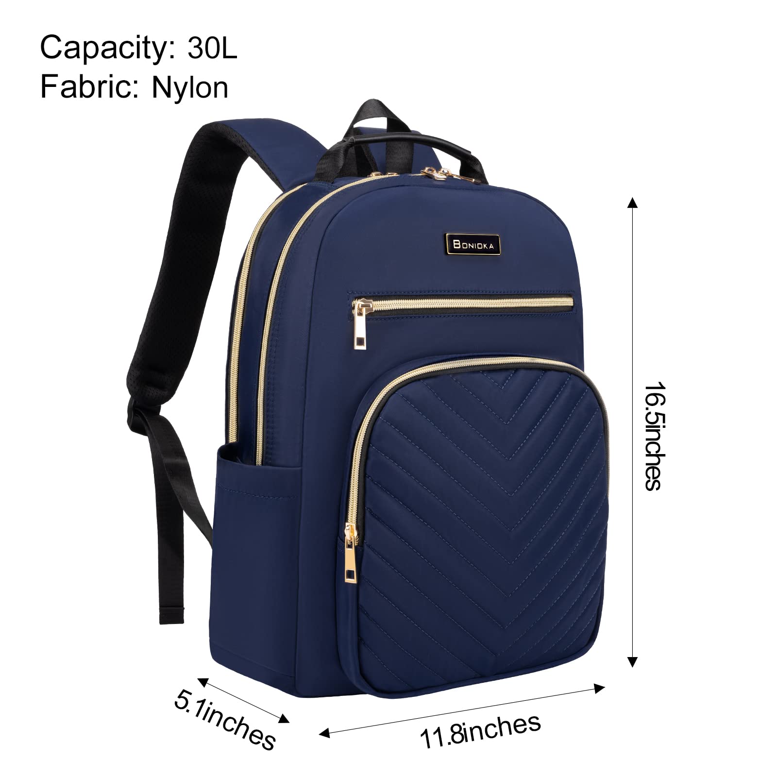 Bonioka Travel Laptop Backpack 15.6 Inch Work Laptop Bag with USB Charging Port, Water Resistant School Computer Backpack for Women Black