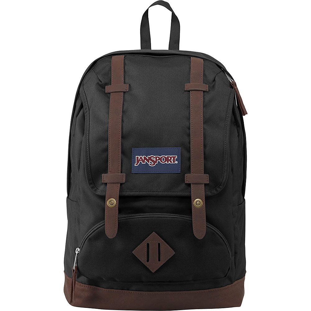 JanSport Cortlandt 15-inch Laptop Backpack - Rugged Vegan Leather Bag, Black