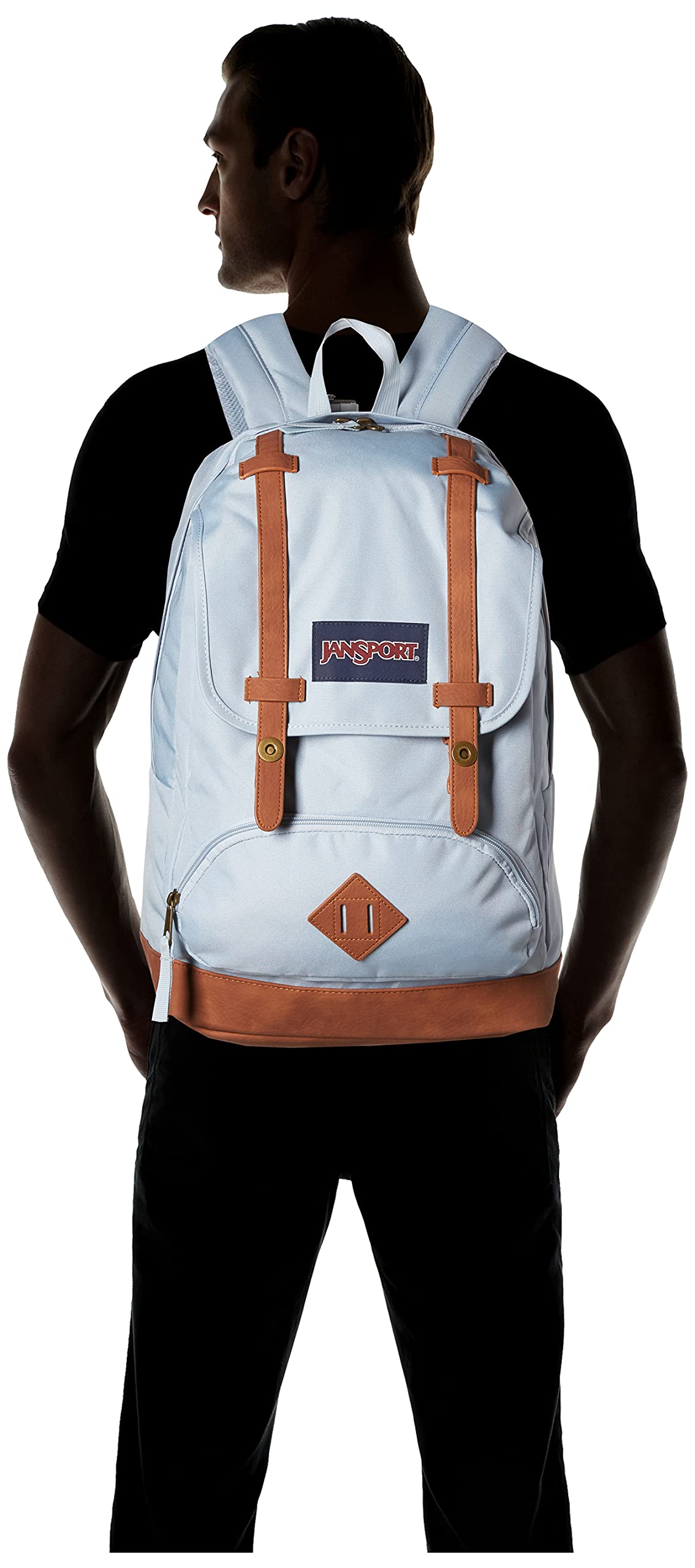 JanSport Cortlandt 15-inch Laptop Backpack - Rugged Vegan Leather Bag, Black