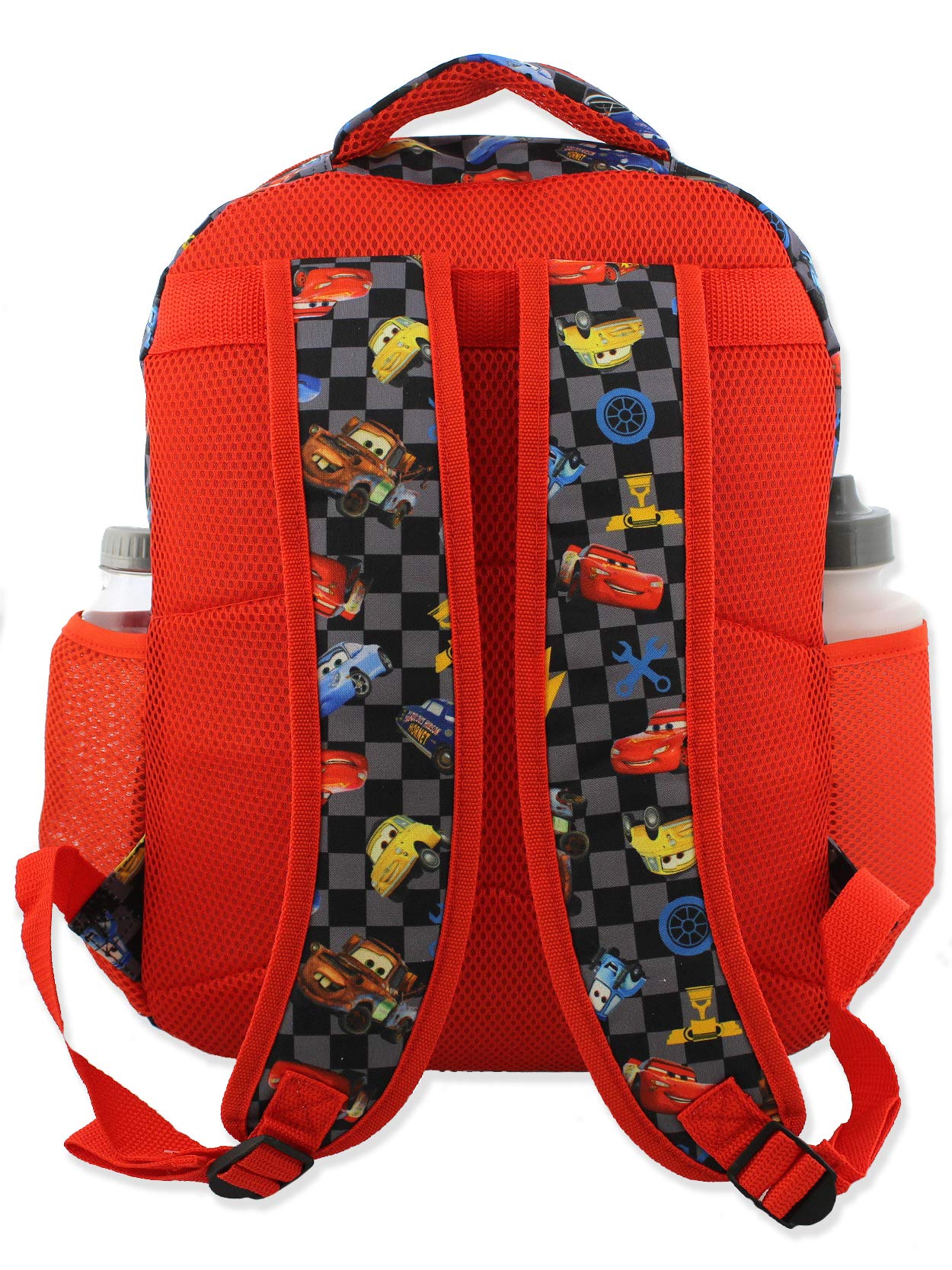 Disney Cars Boy's Girl's 16 Inch School Backpack Bag Lightning McQueen Mater (One Size, Black/Red)