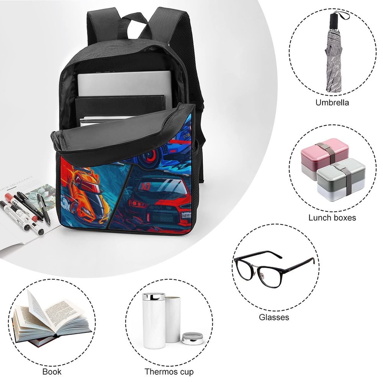Race Car Backpack Casual Backpack Fashion Laptop Backpack Travel Hiking Camping Backpack For Teen Girls Boys