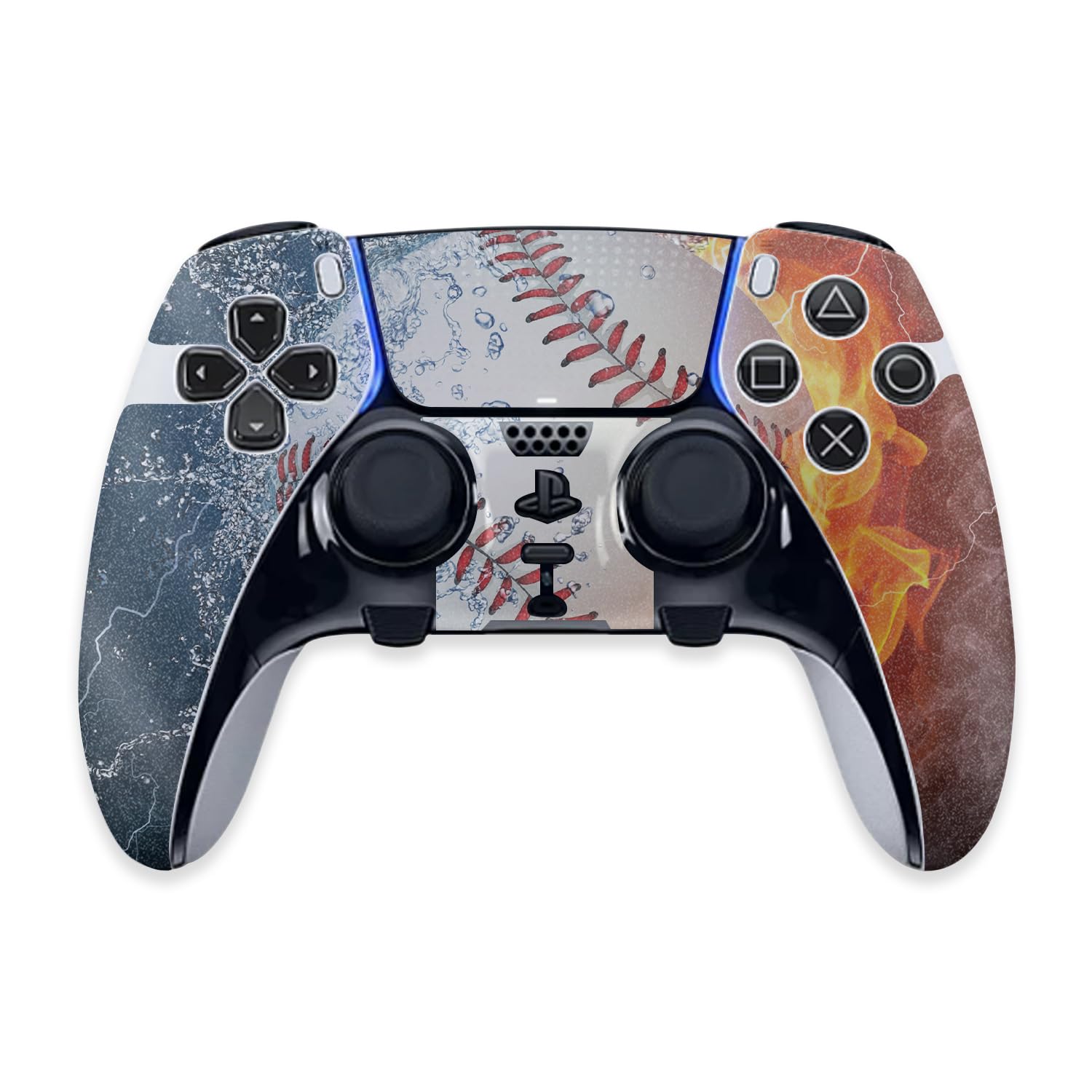 MightySkins Glossy Glitter Skin Compatible with PS5 DualSense Edge Controller - Baseball Fire | Protective, Durable High-Gloss Glitter Finish | Easy to Apply & Change Styles | Made in The USA