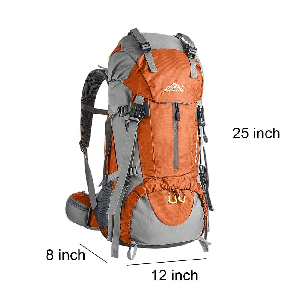 DADAYIYO 50L Hiking Backpack Lightweight Water Resistant,Mountain Climbing Camping Outdoor Sport Daypack Bag with Rain Cover(Orange)