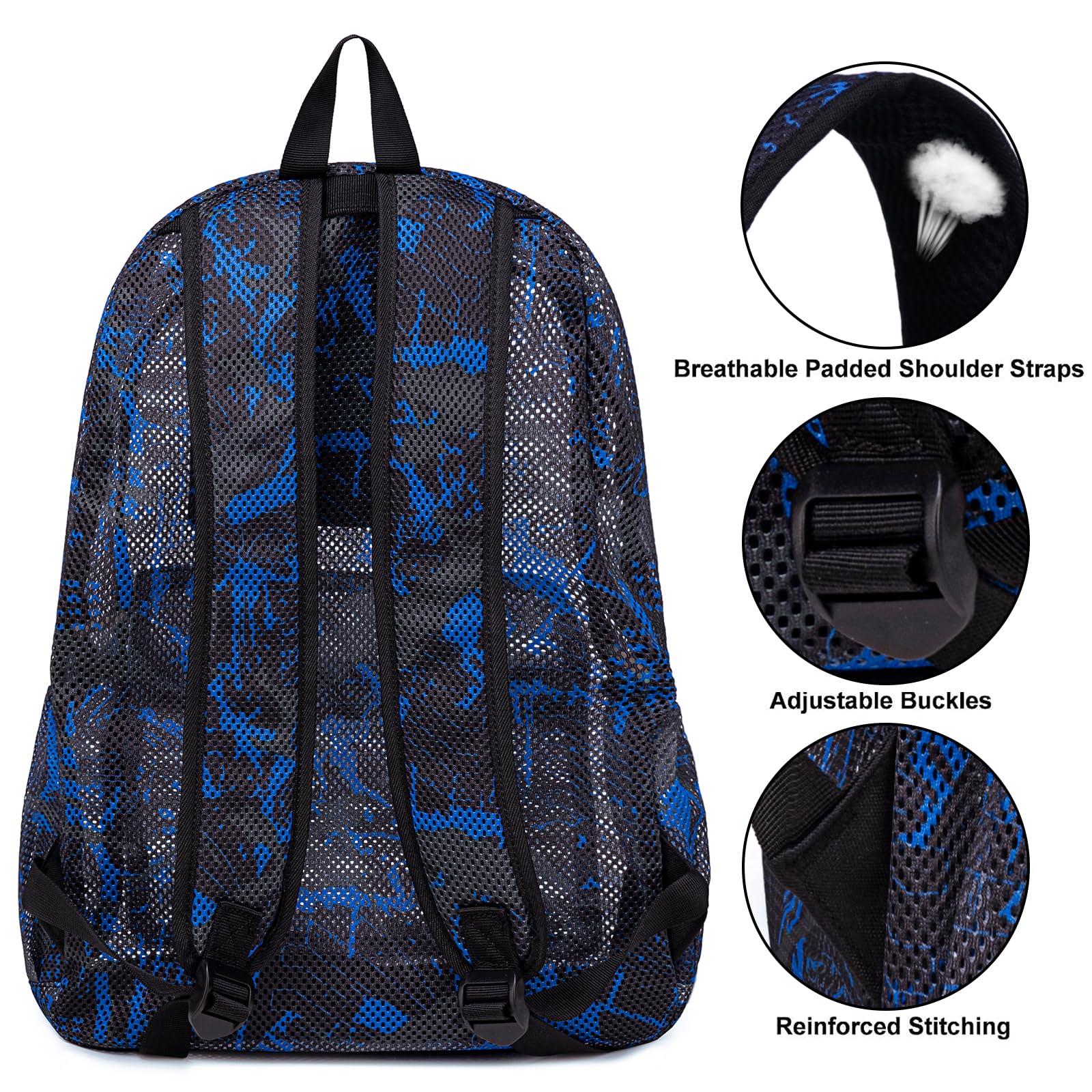 Bluboon Mesh Backpack Girls Kid Semi-Transparent School Bookbags See-through Lightweight Waterproof Casual Daypack for Beach Gym Travel