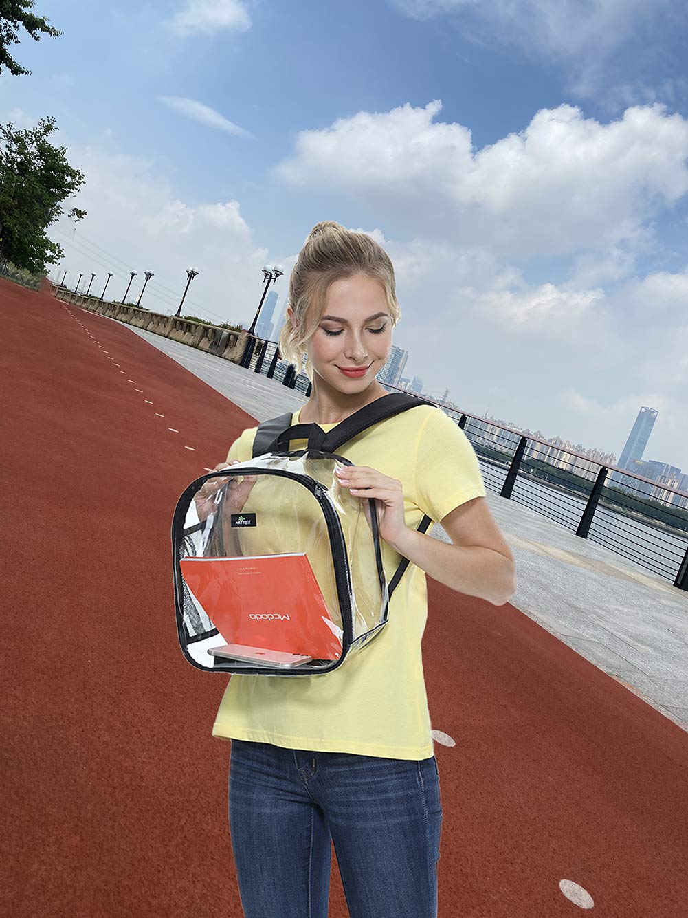 MAY TREE Small Clear Backpack Stadium Approved for Concert, Beach, Work, Travel & Sporting