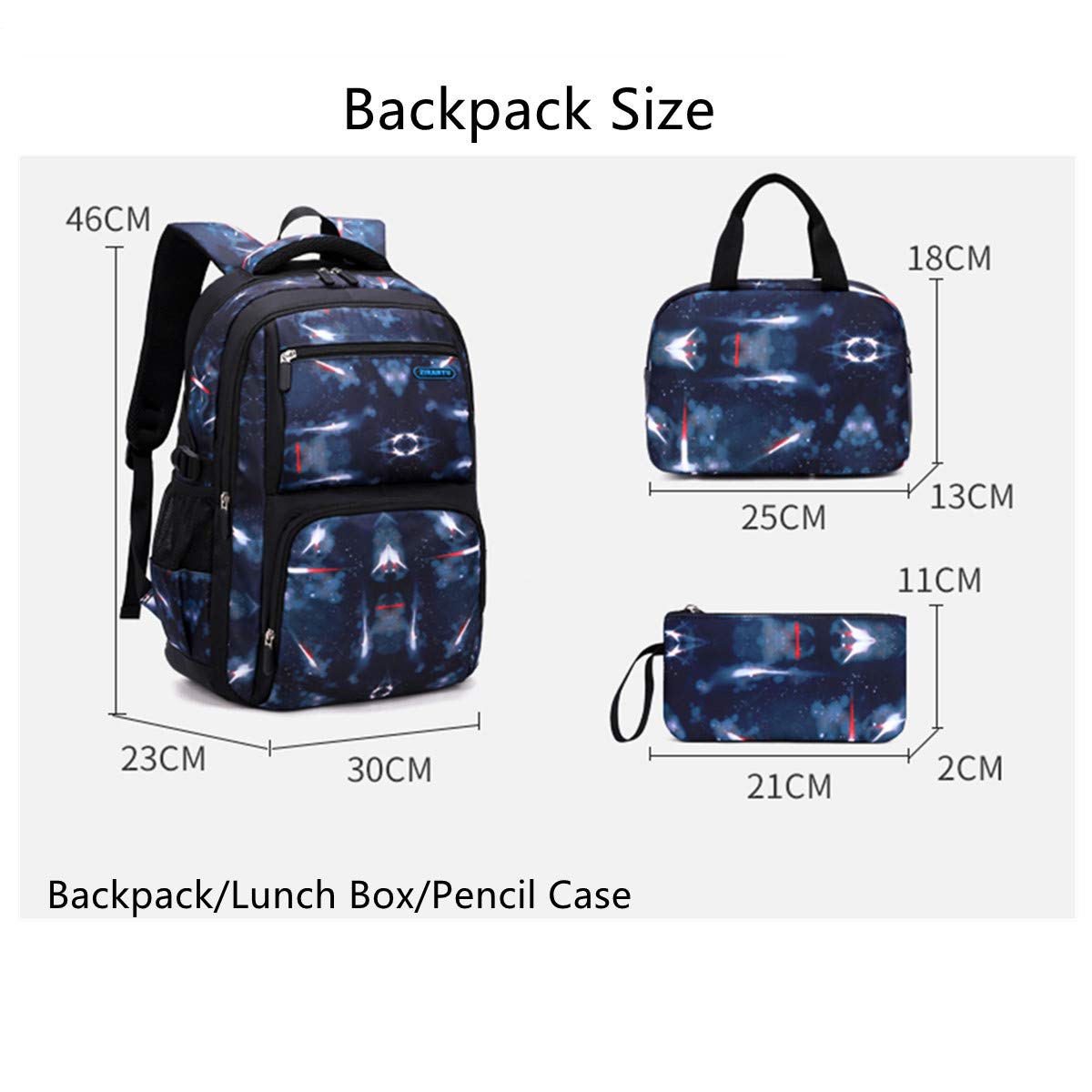 EKUIZAI 3PCS Starry Sky Kids Backpack Kits Primary School Bookbag Elementary Bag Set Students Daypack Knapsack for Teens