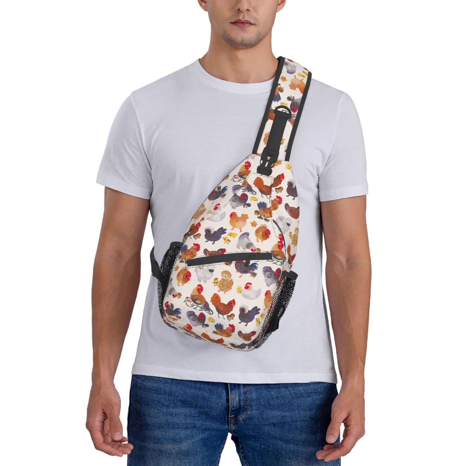 Chicken And Chick Sling Bag Crossbody Backpack Hiking Travel Daypack Chest Bag Shoulder Bag For Women Men