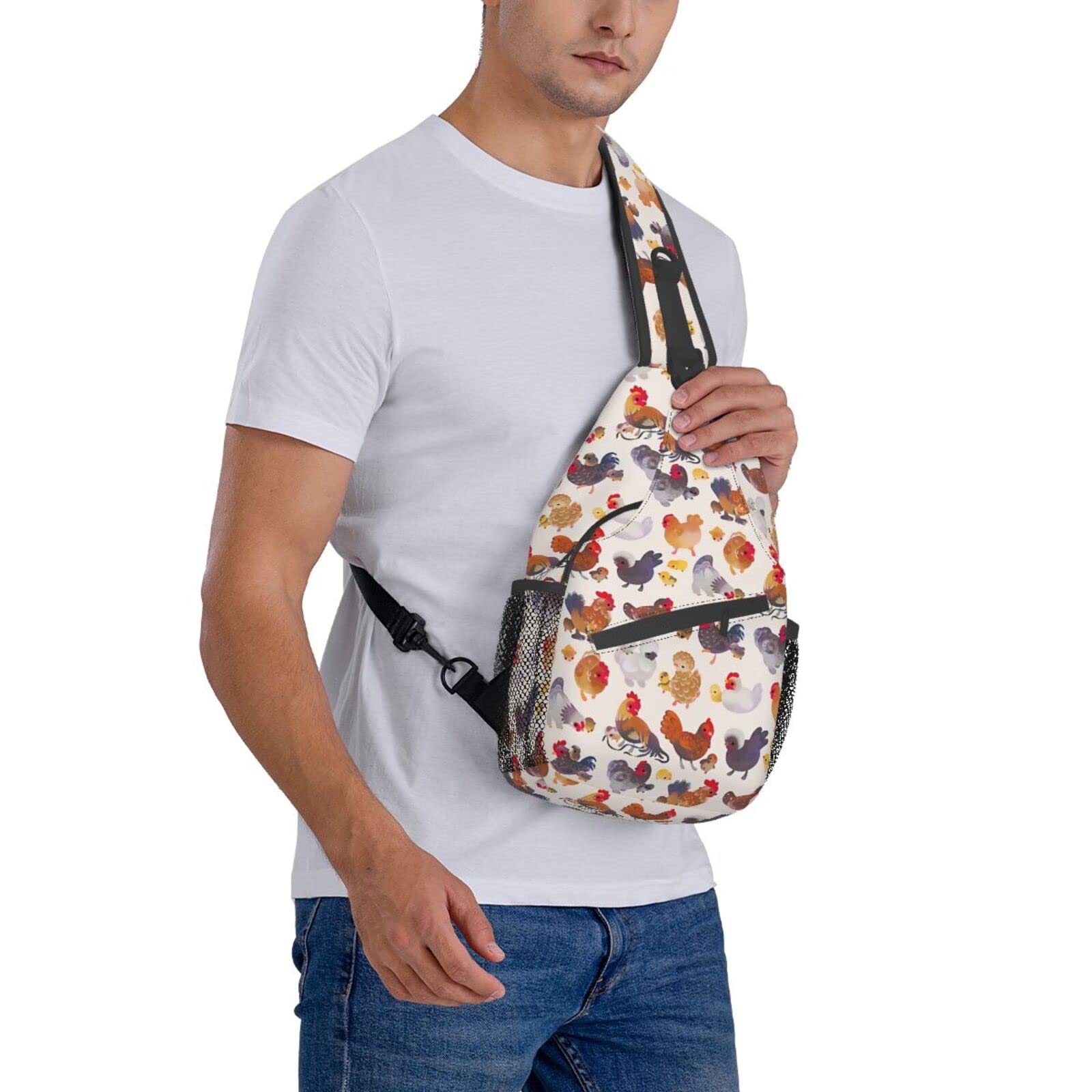 Chicken And Chick Sling Bag Crossbody Backpack Hiking Travel Daypack Chest Bag Shoulder Bag For Women Men