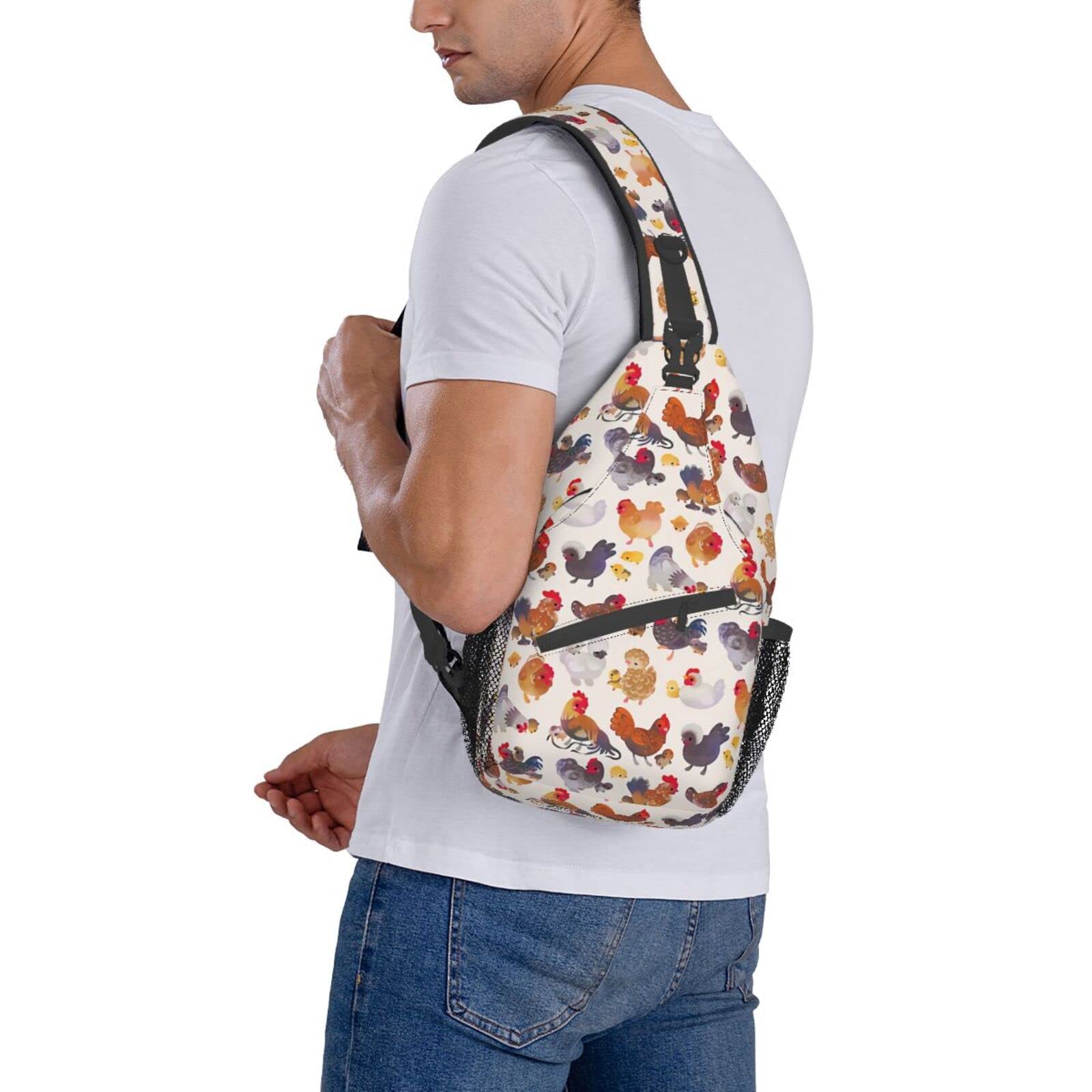 Chicken And Chick Sling Bag Crossbody Backpack Hiking Travel Daypack Chest Bag Shoulder Bag For Women Men
