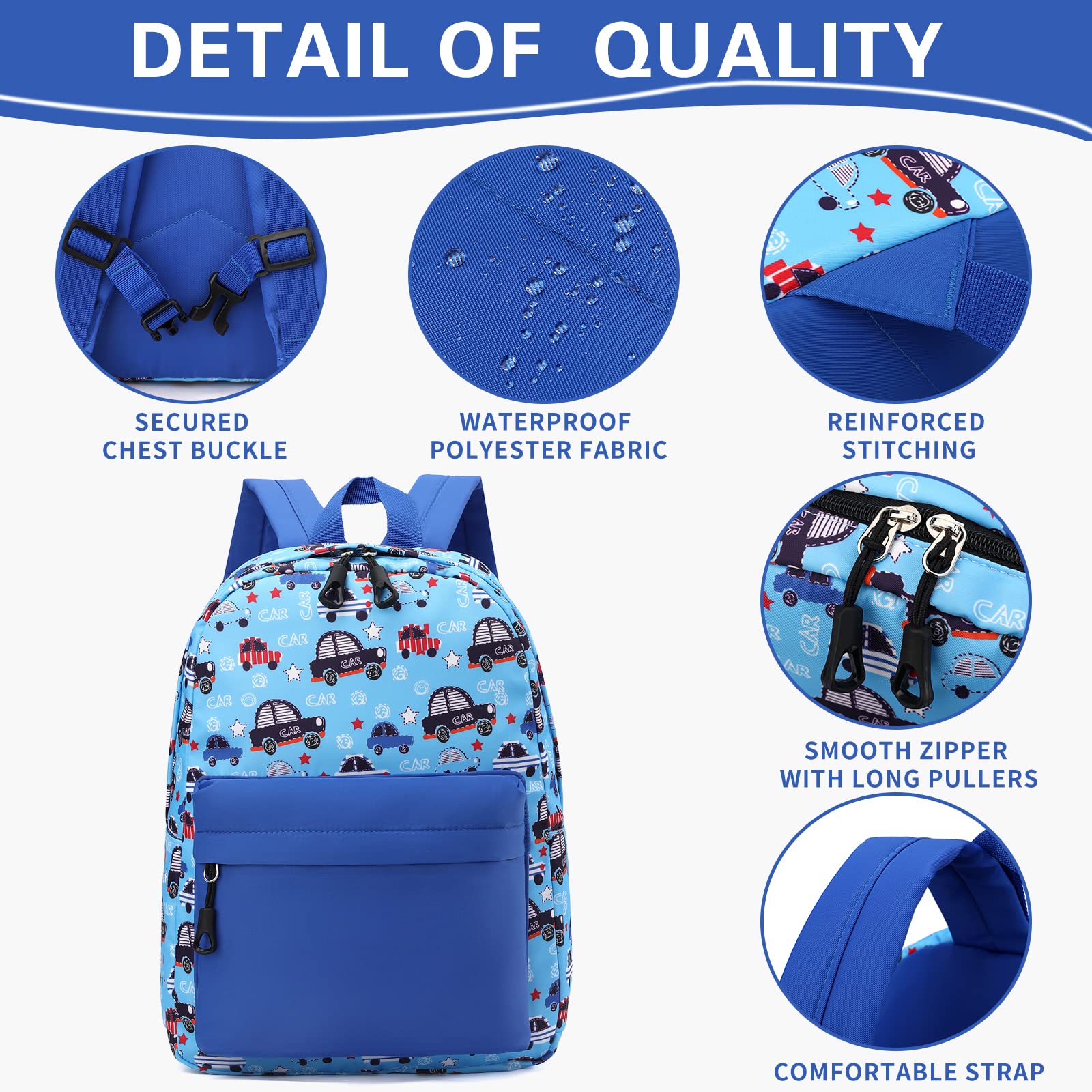 Little Kids Toddler Backpacks for Boys and Girls Preschool Backpack With Chest Strap (Dinosaur black blue)