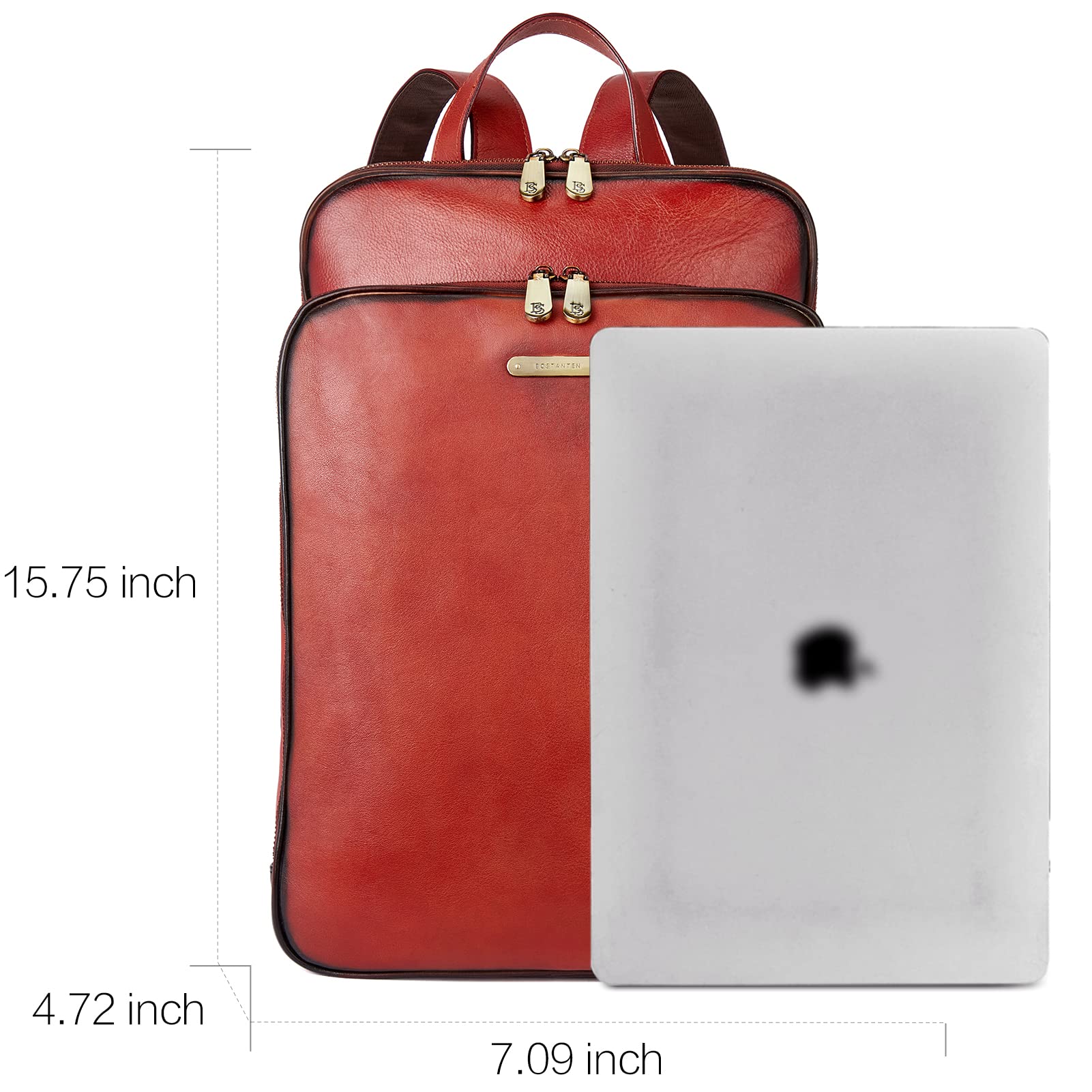 BOSTANTEN Womens Laptop Backpack Leather 15.6 inch Computer Back Pack Business College Daypack Vintage Large Travel Bag