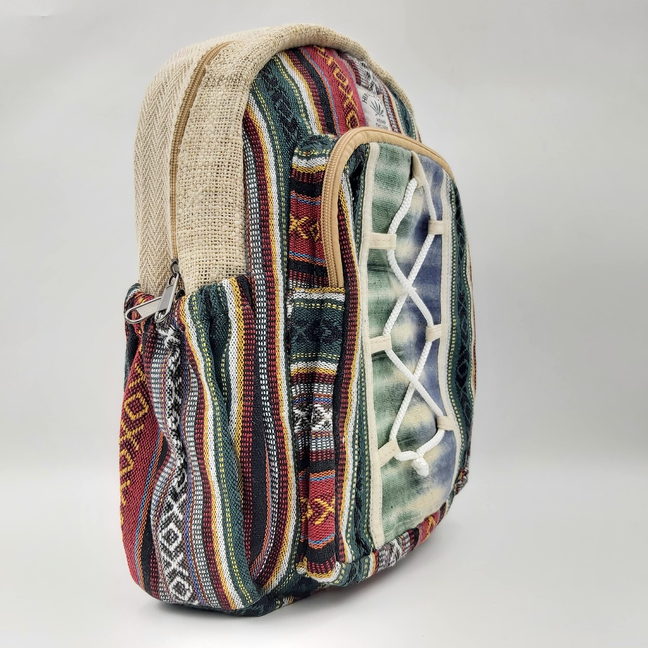 Fwosi Hemp Hippie Backpack – Cute Trendy Men & Women Multipurpose Backpacks with Laptop Sleeve - Handmade in Nepal - Sustainable Lightweight Laptop Bag