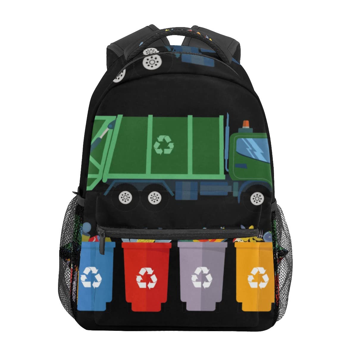 School Bag Girls Boys Backpack Garbage Truck Trash Recycling Student Shoulder Book Bag Boy Girl Lightweight Durable Middle Elementary College Bags Satchel Travel Bag Hiking Camping Daypack