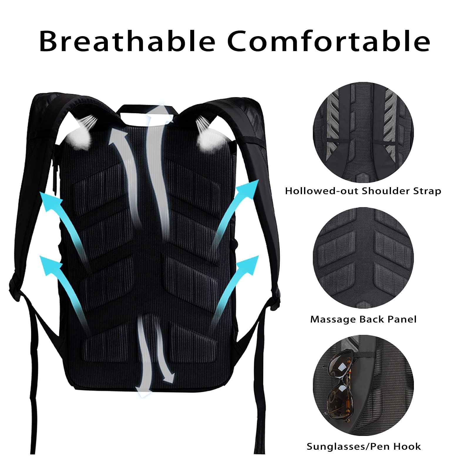 COTS Business Backpack, Water Resistant Anti-Theft Travel Casual Laptop Daypack 15.6 Inch Notebook, 21 Liters (Black)