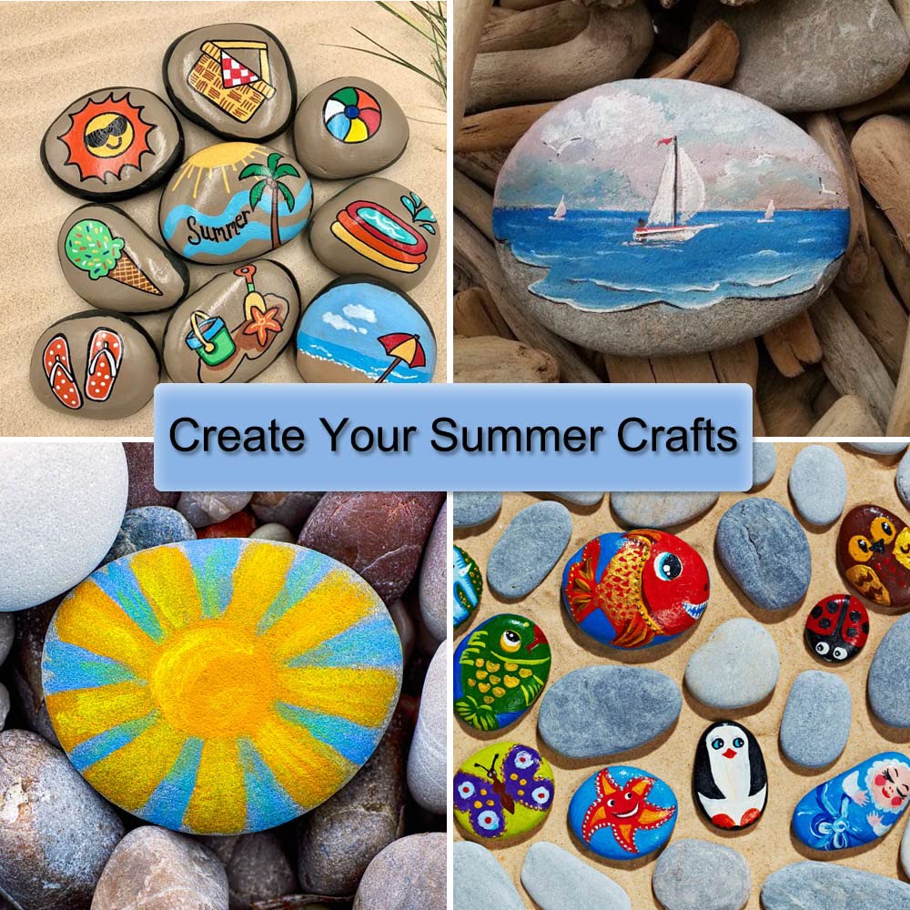 DECORKEY 24PCS River Rocks for Painting, DIY & Smooth Kindness, Rocks for Arts, Naturally Stone, 2-3inches 5.5 Pounds Perfect for Kids Party,Crafts, and Decoration