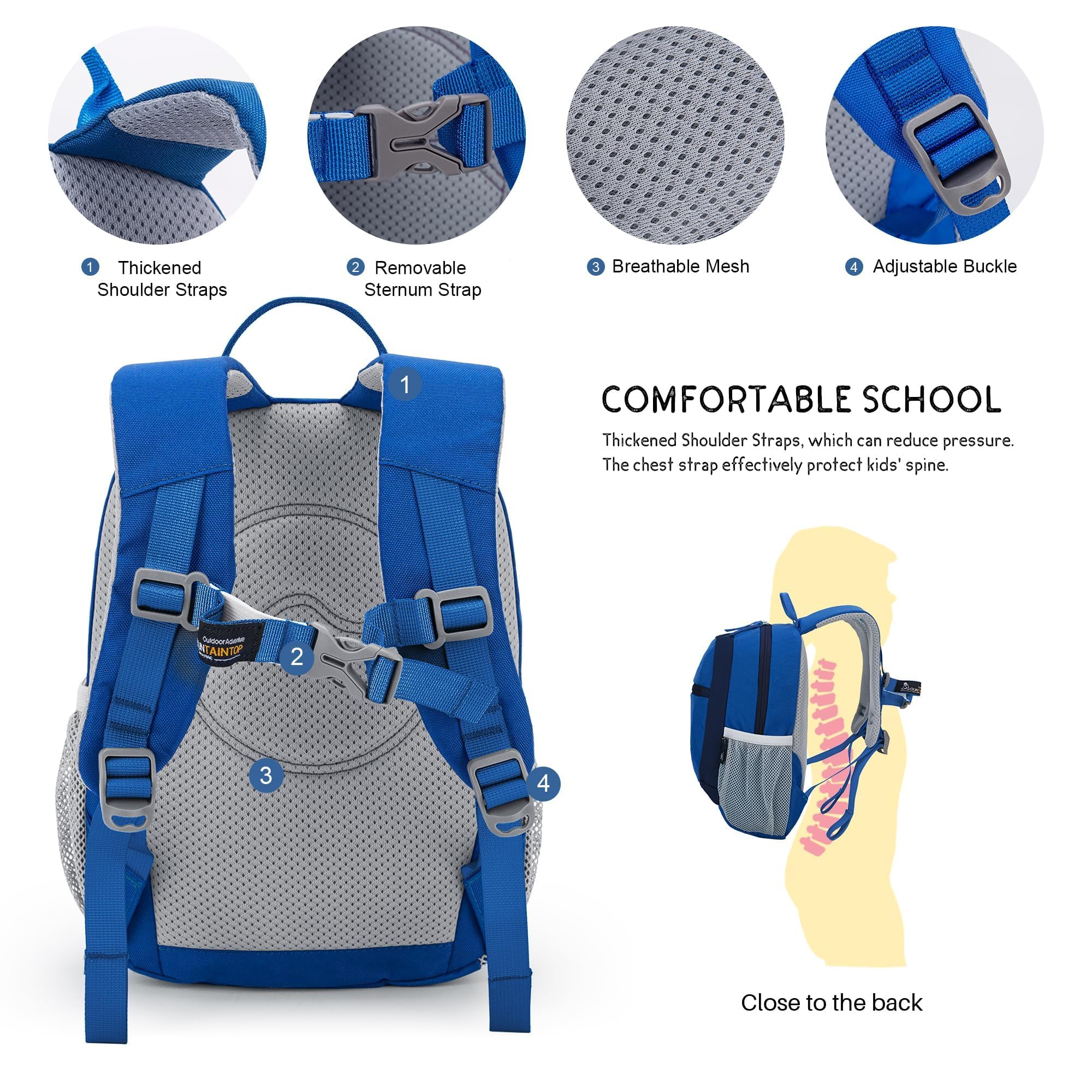 MOUNTAINTOP Kids Toddler Backpack for Boys Girls Preschool Kindergarten Bag