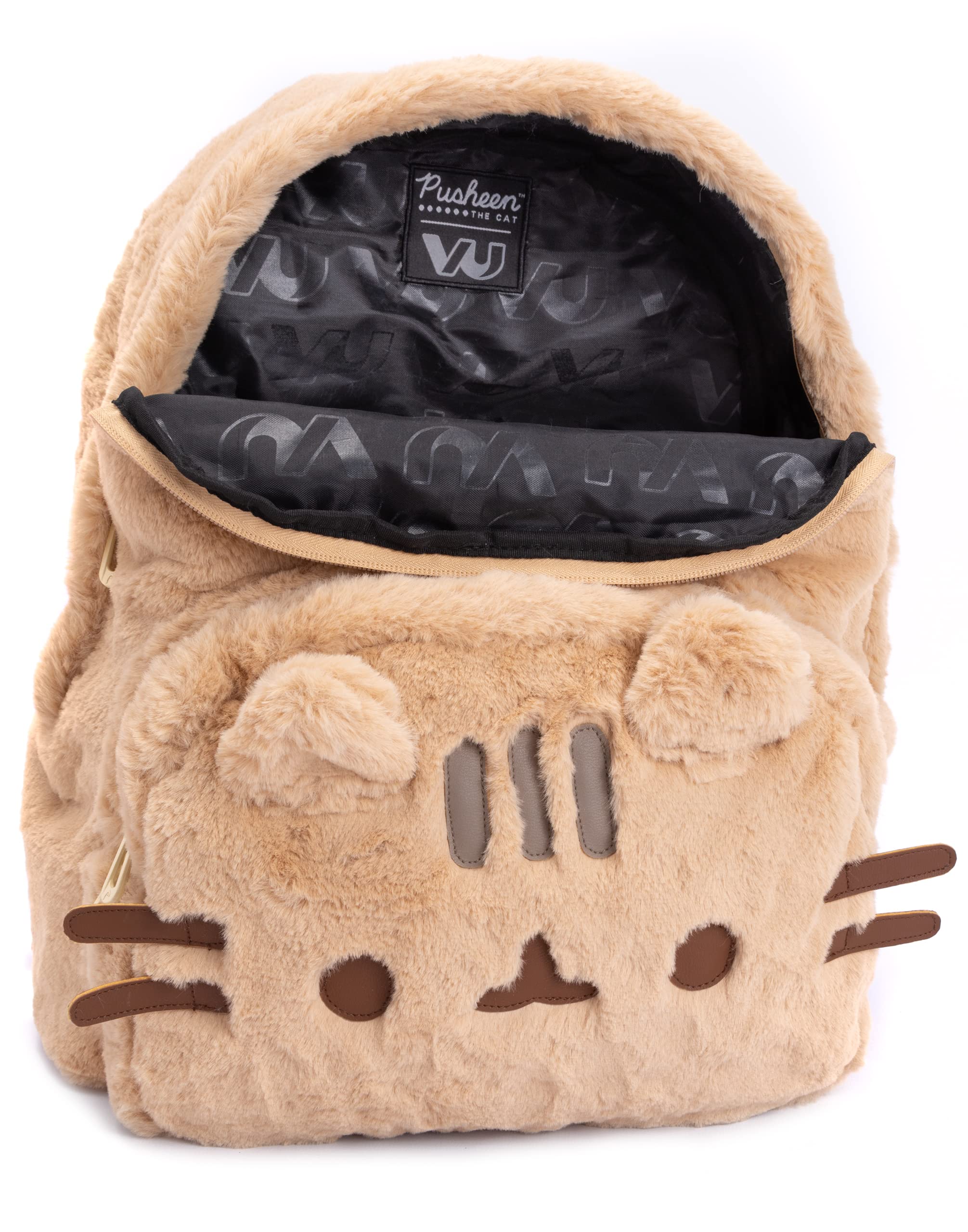 Pusheen Backpack Fur 3D Cat Beige Fluffy Rucksack 16”