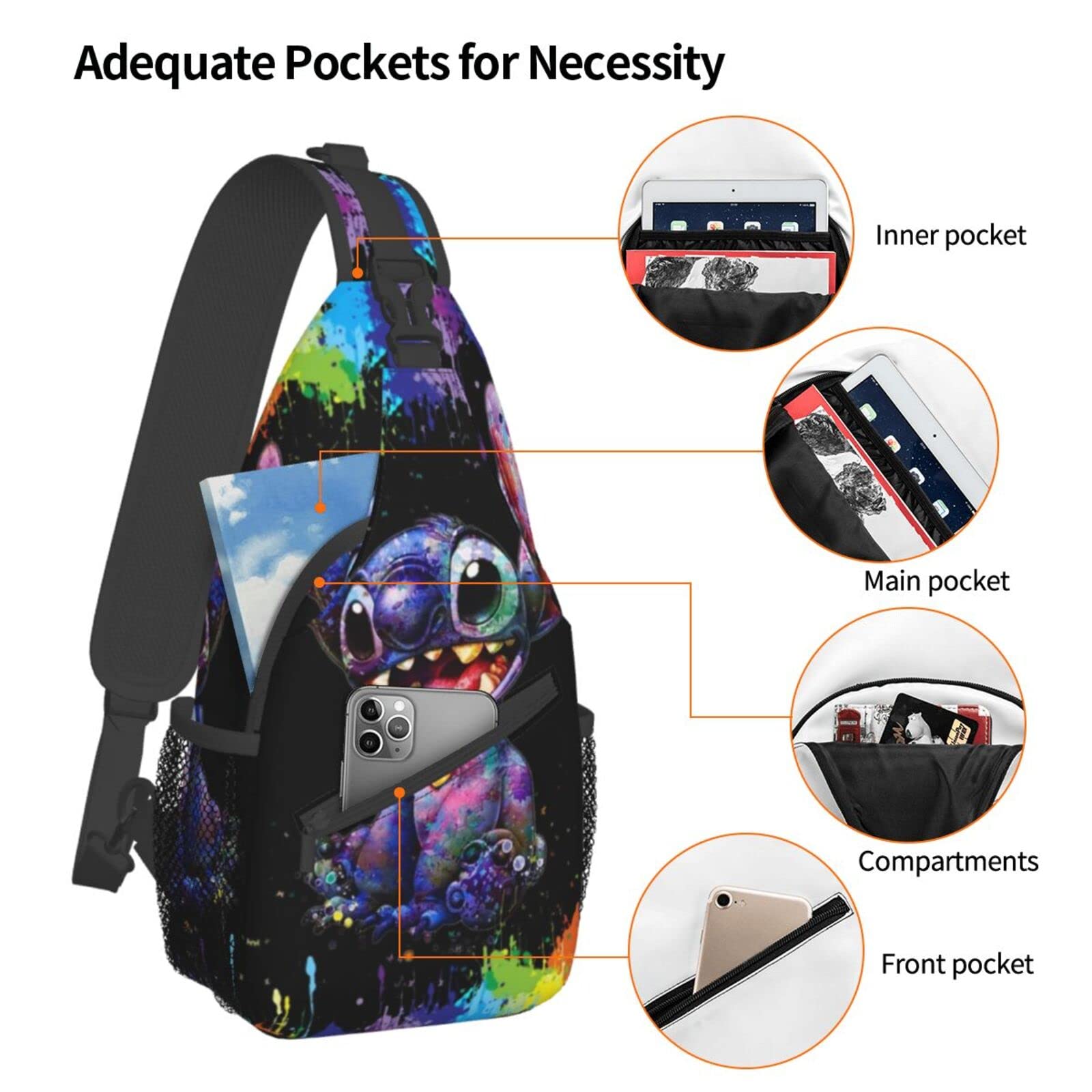 WERNNS Men's Chest Bag Crossbody Daypack Shoulder Bag for Travel Hiking Cycling
