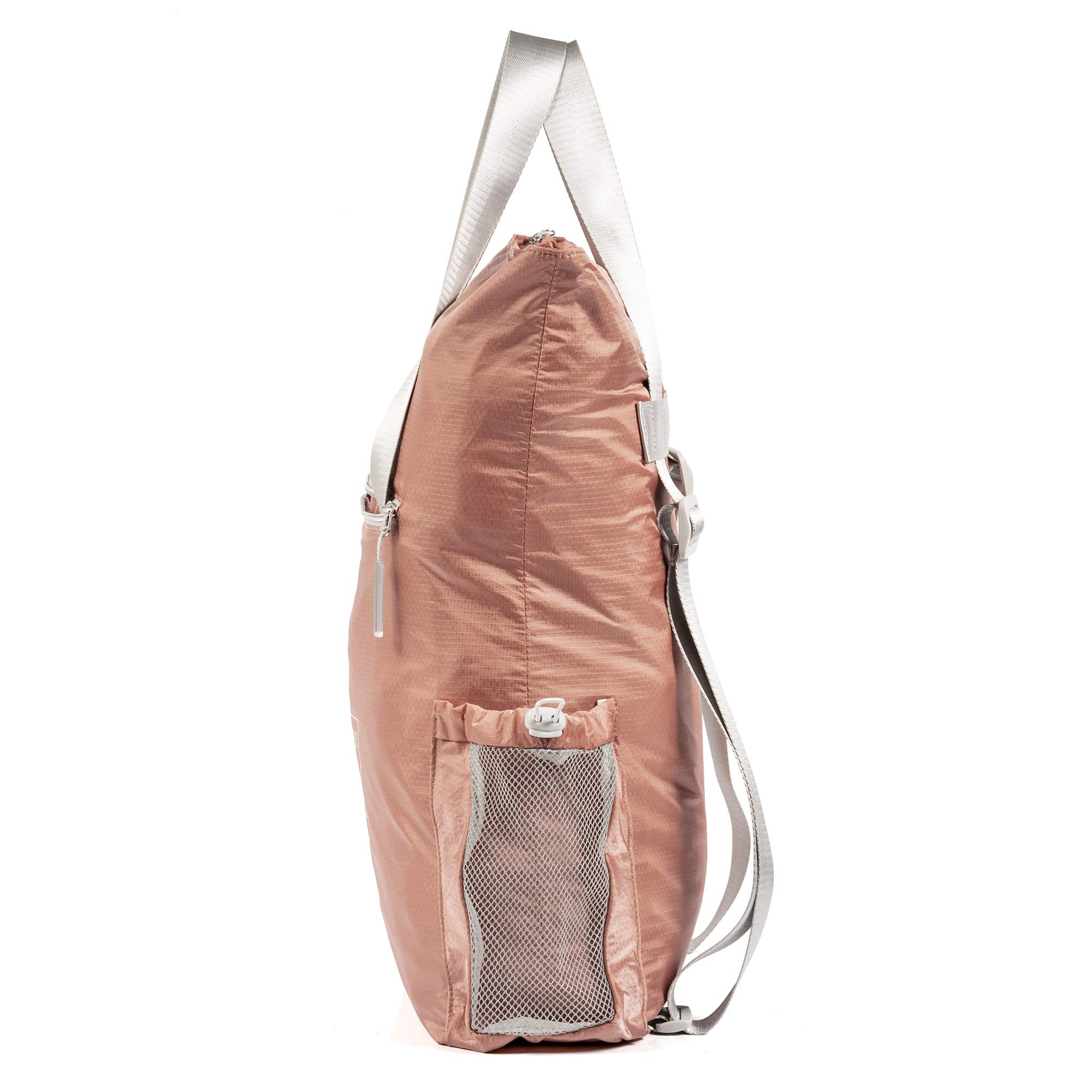 Packable Backpack for Women in Rose Gold - Lightweight Foldable Daypack and Tote Bag Perfect for Hiking, Walking, Travel & Adventure