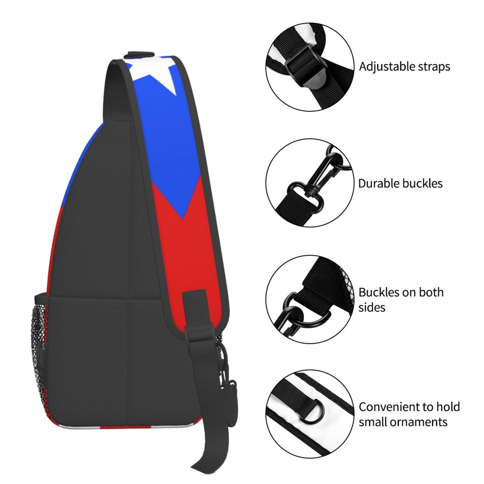 Puerto Rico Flag Sling Crossbody Backpack Bag Chest Bag For Men Women Travel Hiking Daypack