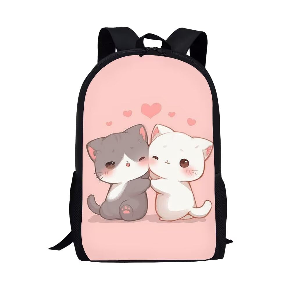 YSTARDREAM Cute Cat School Backpack for Teen Girls Kawaii Bookbag Large for School Office Lightweight Outdoor Travel Mountaineering Bag