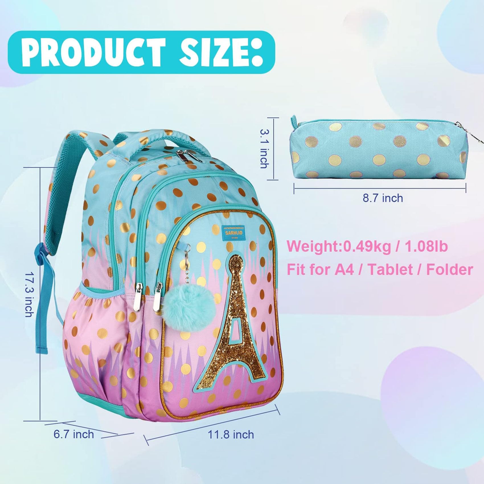SARHLIO Toddler Backpack Cute Light Weight Durable 600 Denier Polyester Water Resistant School Bag for Preschool Kindergarten 3-6 Years Old Astronaut (TB13B1)