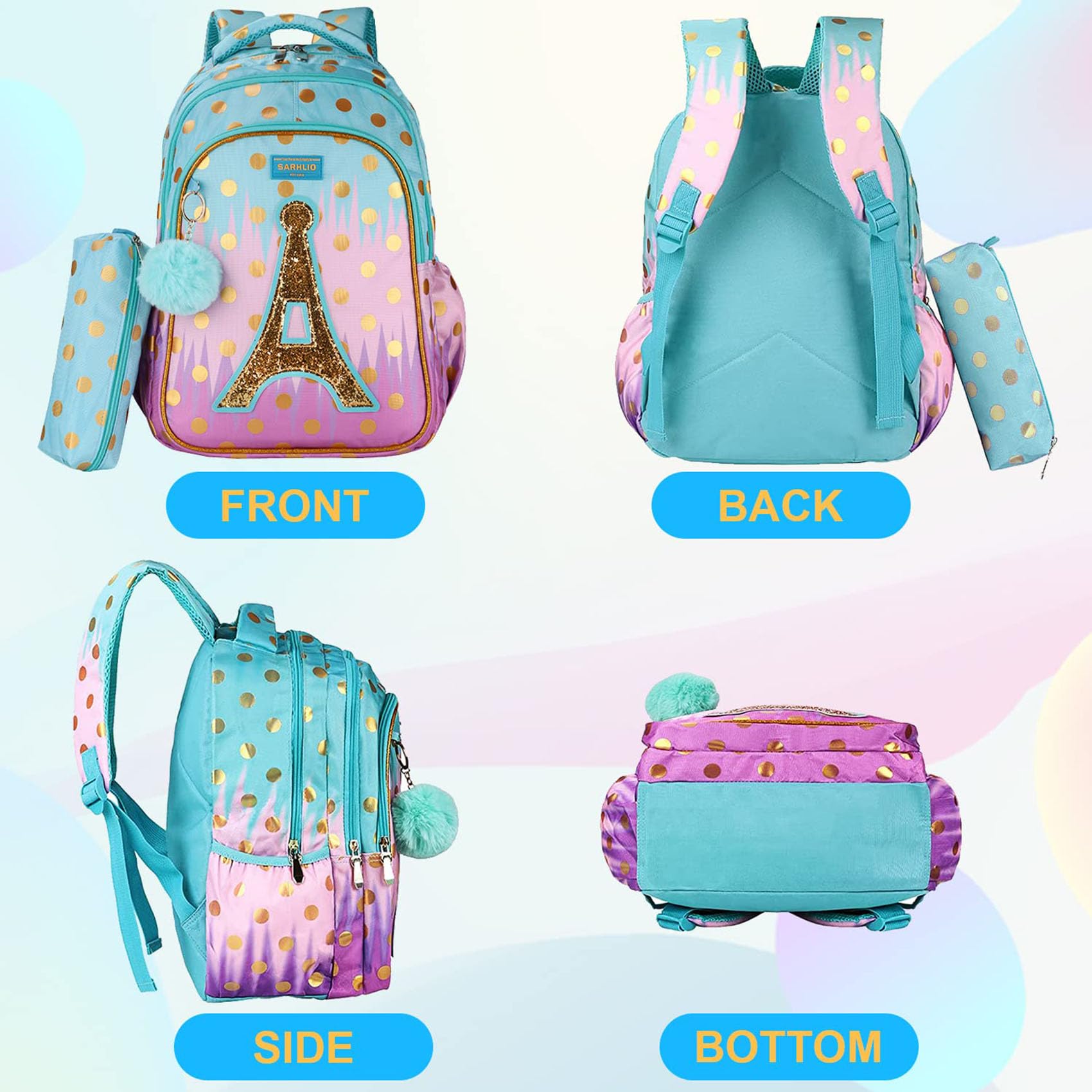 SARHLIO Toddler Backpack Cute Light Weight Durable 600 Denier Polyester Water Resistant School Bag for Preschool Kindergarten 3-6 Years Old Astronaut (TB13B1)