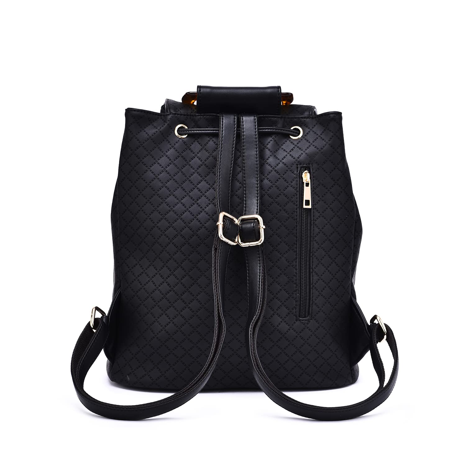 Mellow World Jordana Diamond Quilted Resin Handle Backpack for Women Black