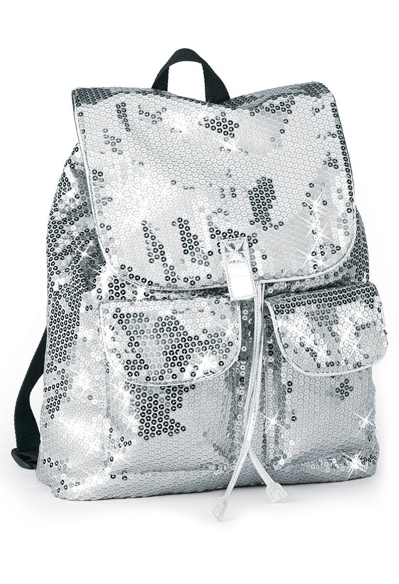 Urban Groove Sequin Dance Bag Cheer Gymnastics Pageant Travel Backpack Silver ONE SIZE