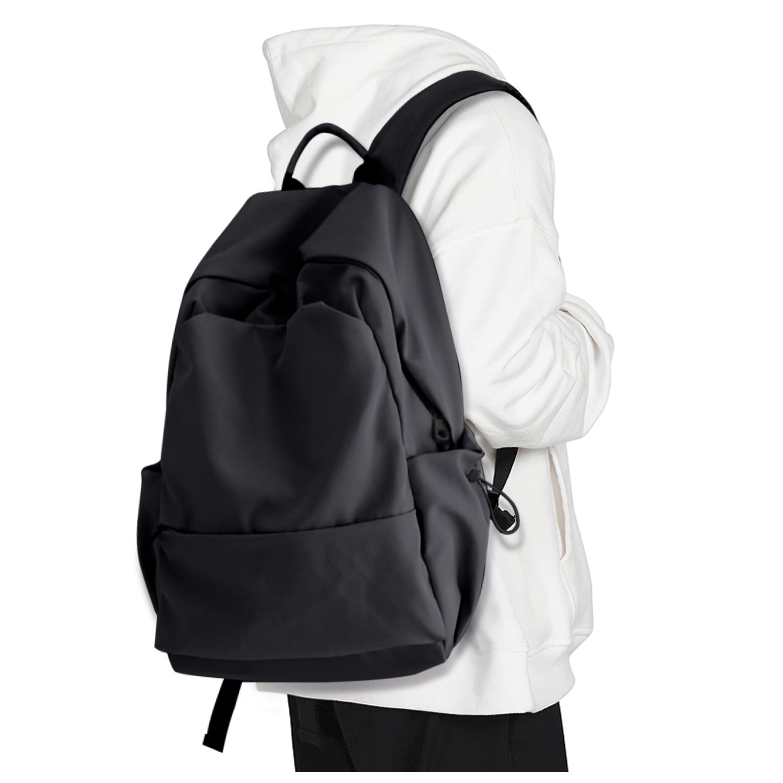 UPPACK Black Backpack For Women School Aesthetic Bookbag For Men Lightweight Gym Backpack High School Middle School Bag For Girls Boys Casual Daypack Laptop Backpack College