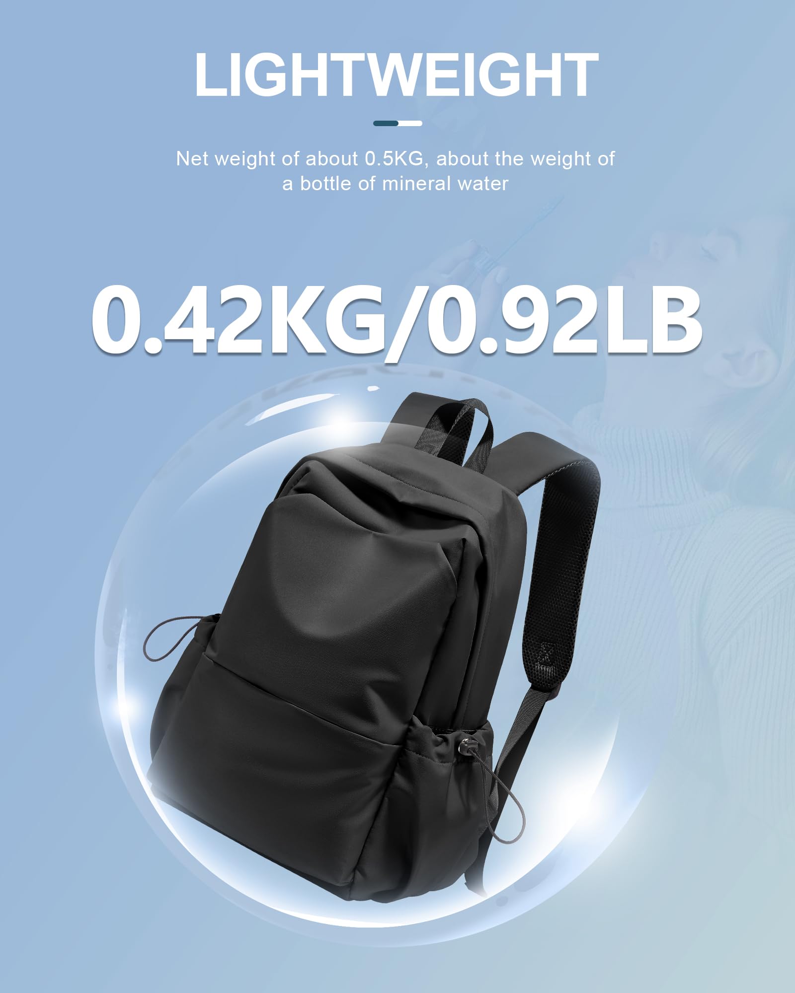 UPPACK Black Backpack For Women School Aesthetic Bookbag For Men Lightweight Gym Backpack High School Middle School Bag For Girls Boys Casual Daypack Laptop Backpack College