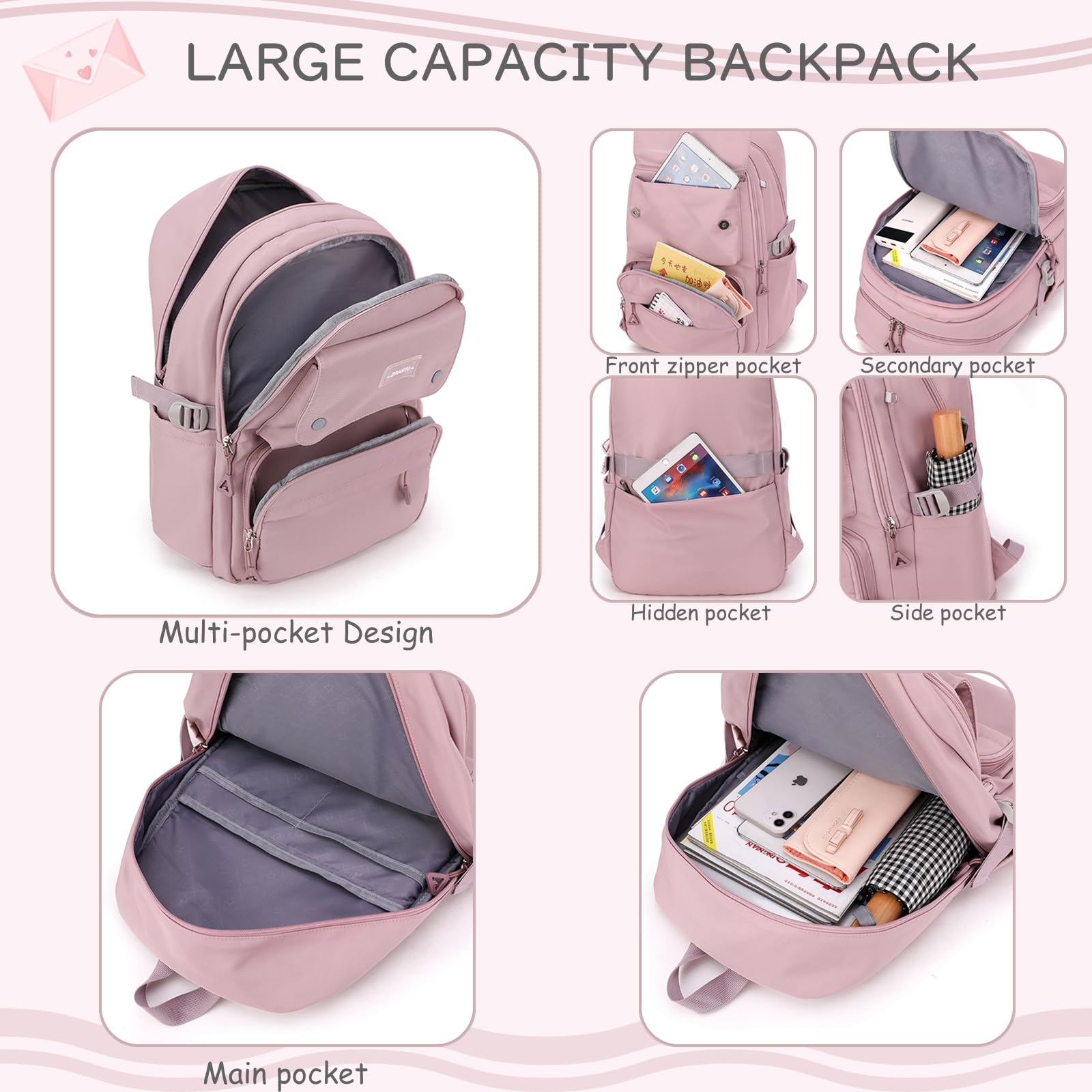 Kids Cute Bunny Casual Backpack Girls Elementary and Middle School Bag Teenage Travel Bag Waterproof Book Bag