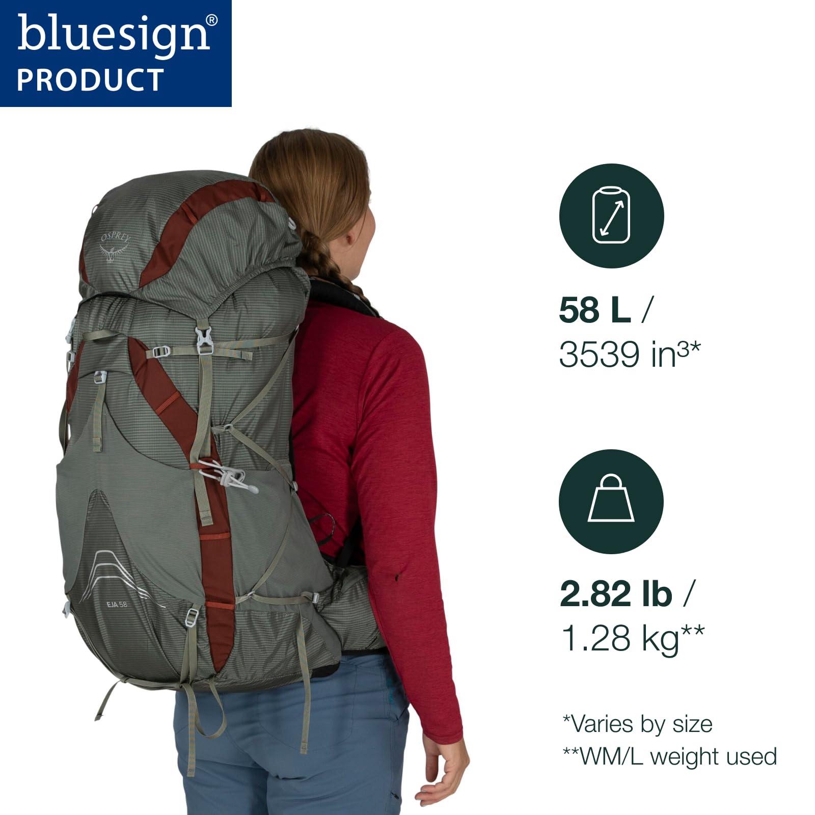 Osprey Eja 58 Women's Ultralight Backpacking Backpack, Deep Teal, X-Small/Small