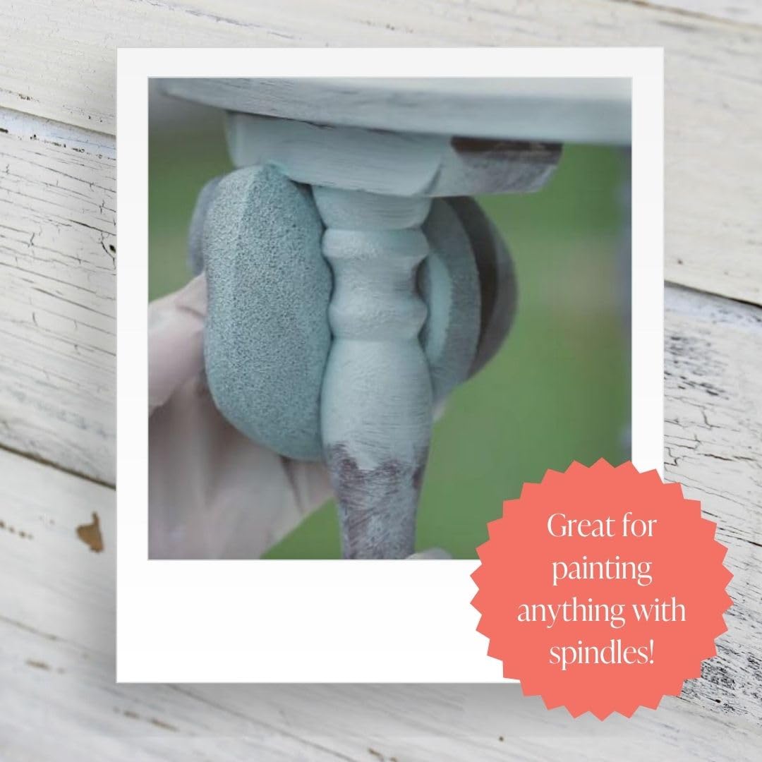 Chalk Style Painting Sponges - Set of 3-4β Round Reusable Handheld Sponge for Smooth Furniture Paint & Top Coat Application with No Brush Strokes - Washable Multi-Use Paint Applicator