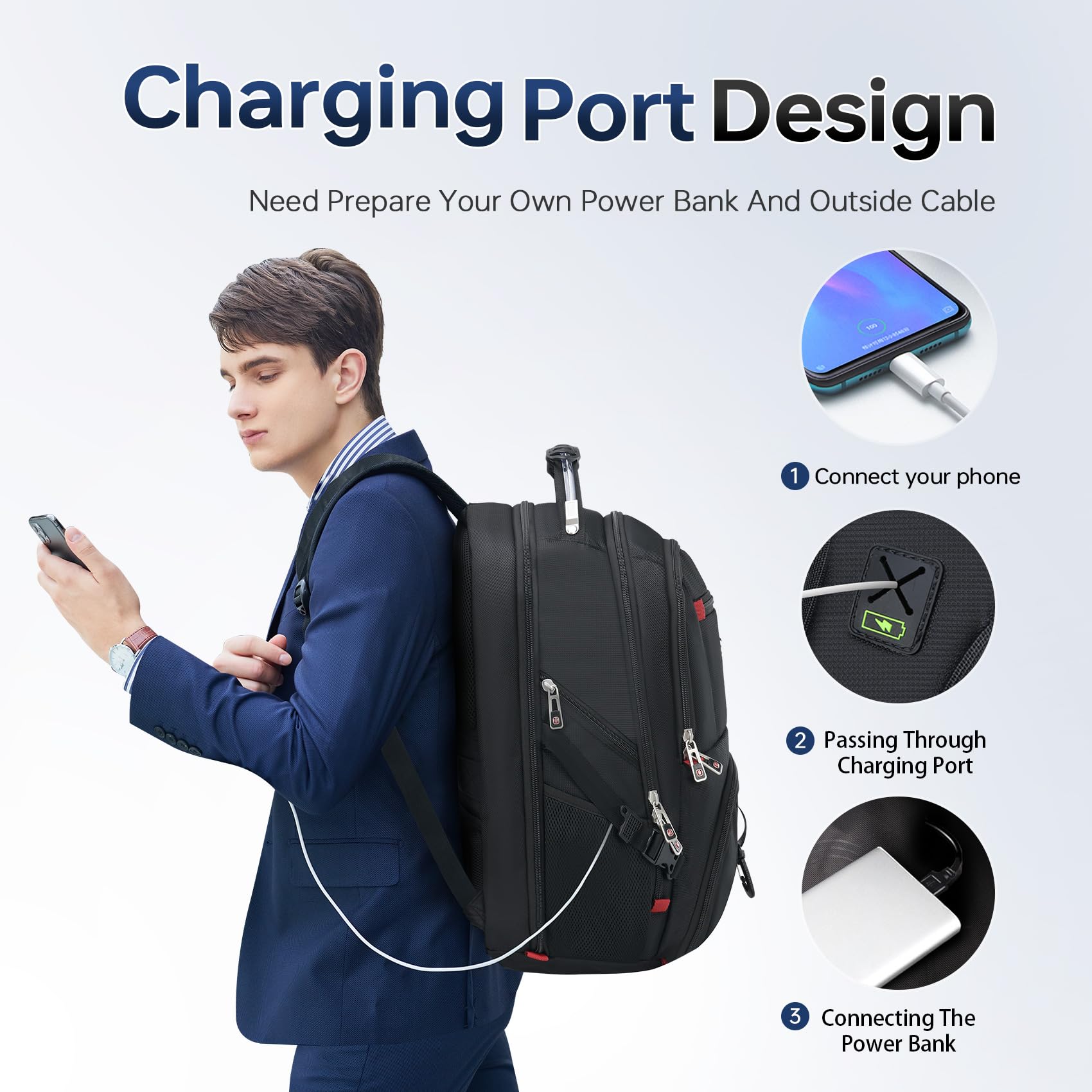 Travel TSA Friendly Laptop Backpack | Anti-Theft Bag with USB Charging Port and Combination Lock, Waterproof - Fits Most 17.3 Inch Laptops and Tablets OAA28015173B