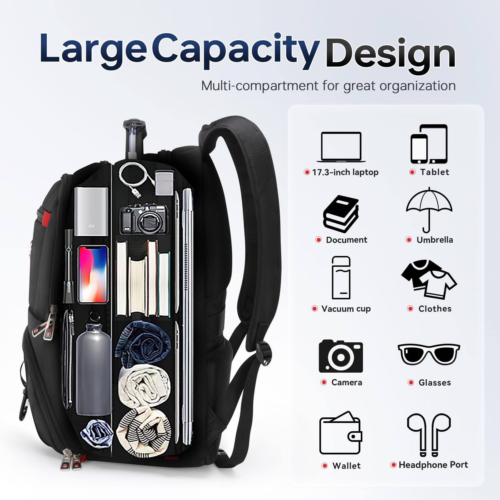 Travel TSA Friendly Laptop Backpack | Anti-Theft Bag with USB Charging Port and Combination Lock, Waterproof - Fits Most 17.3 Inch Laptops and Tablets OAA28015173B