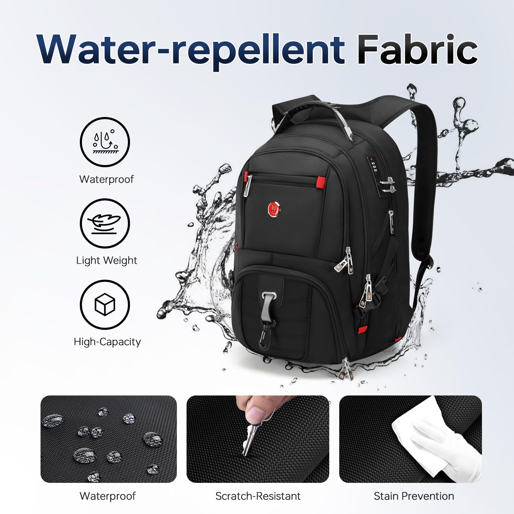 Travel TSA Friendly Laptop Backpack | Anti-Theft Bag with USB Charging Port and Combination Lock, Waterproof - Fits Most 17.3 Inch Laptops and Tablets OAA28015173B