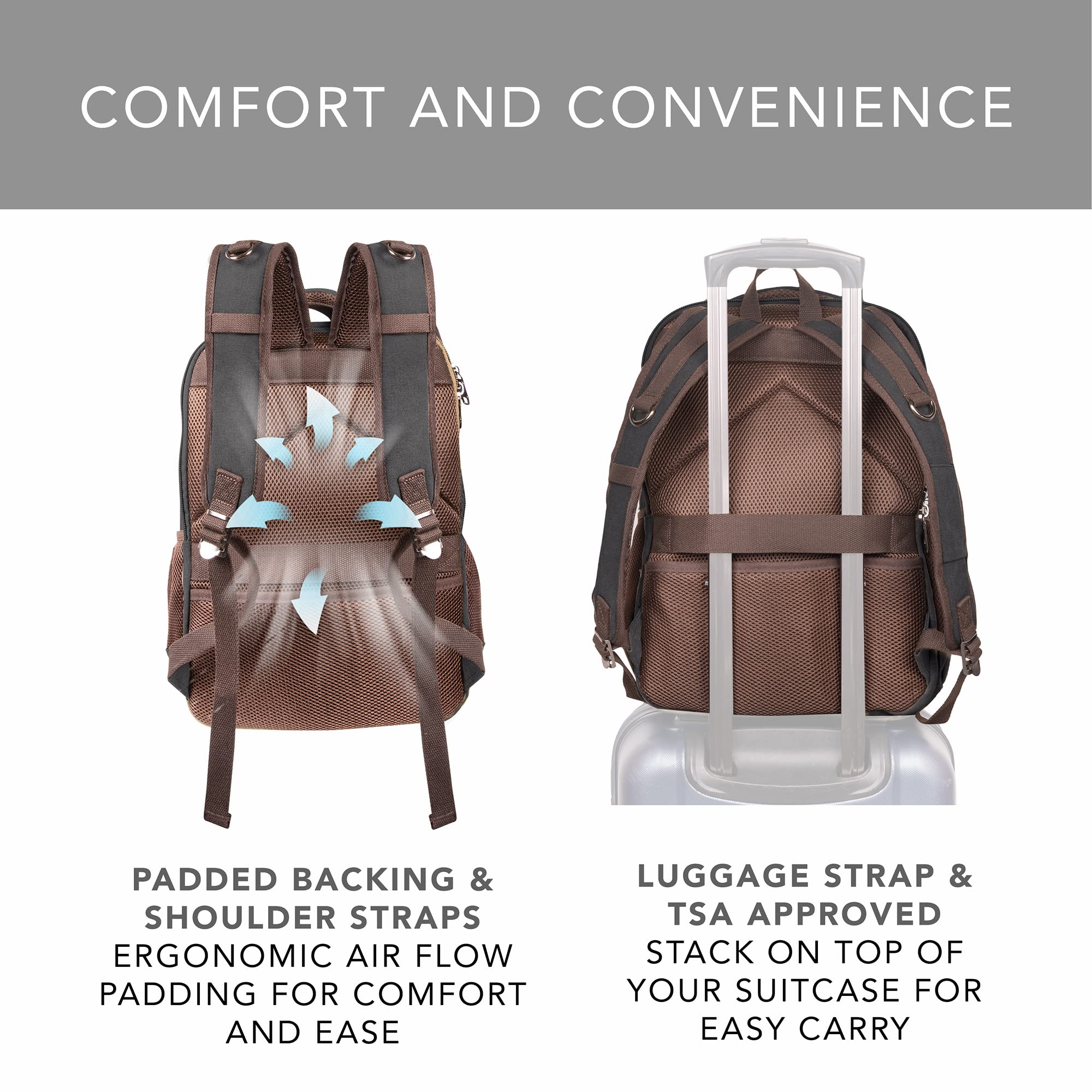 Ama Dablam Canvas Laptop Backpack for School Work & Travel (CarryOn), Cotton w/ 17in Sleeve | Waterproof | Durable (XL, 30 Liter) Lone Pine