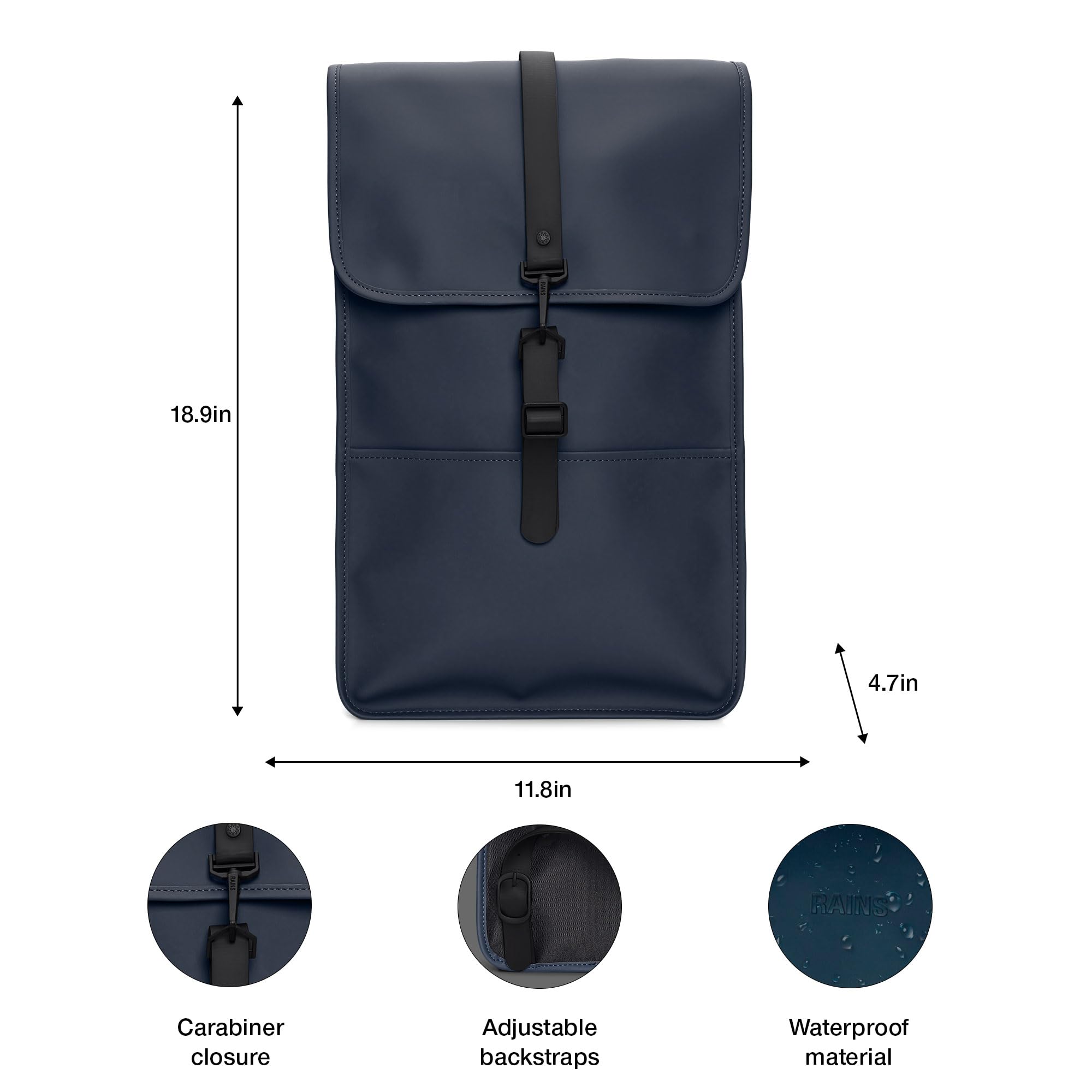 Rains Backpack Backpack, Adults Unisex, 47 Navy (Blue), One Size