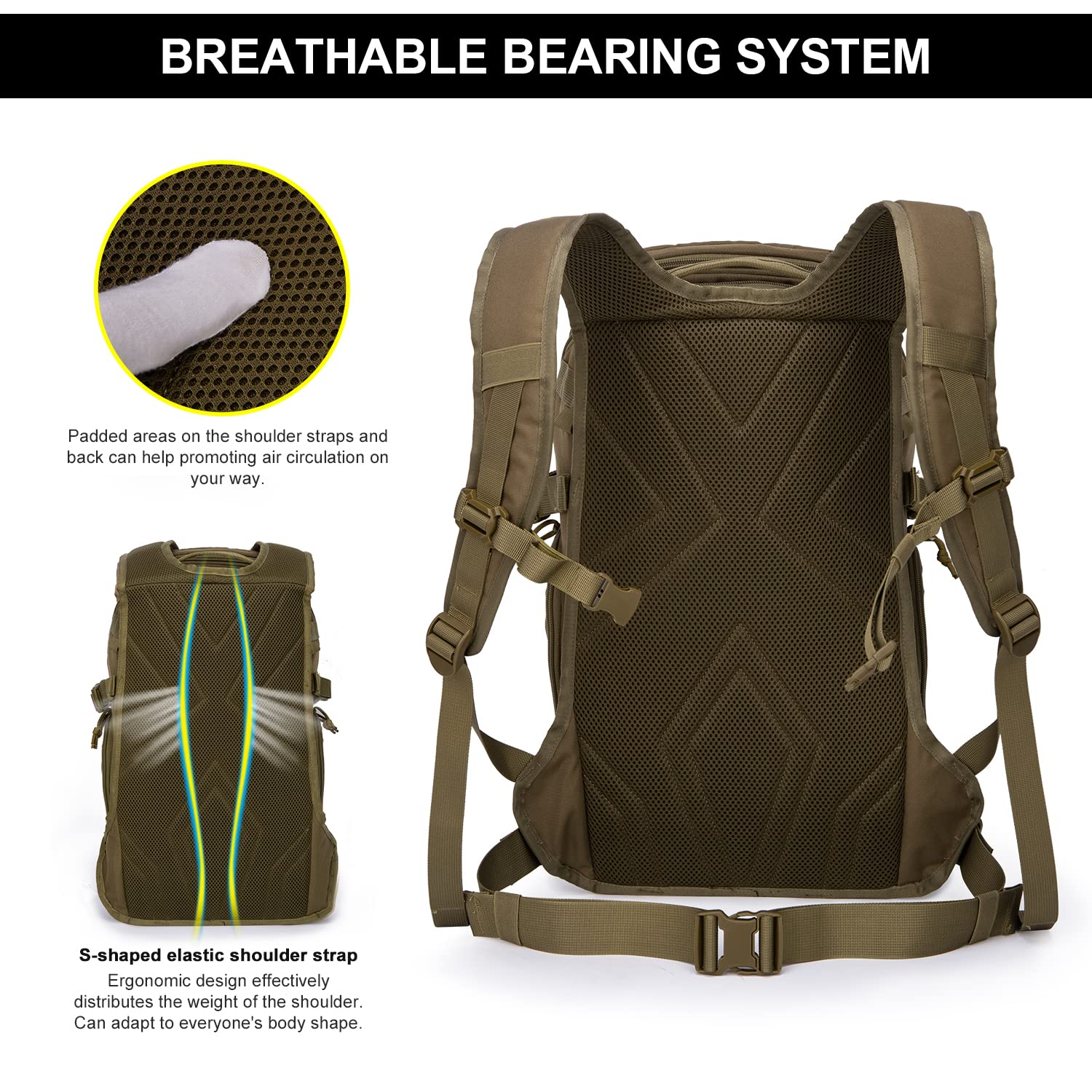 Mardingtop 28L Military Backpack, Tactical Backpack Molle Men Camping Hiking Traveling Motorcycle Backpacks for Unisex